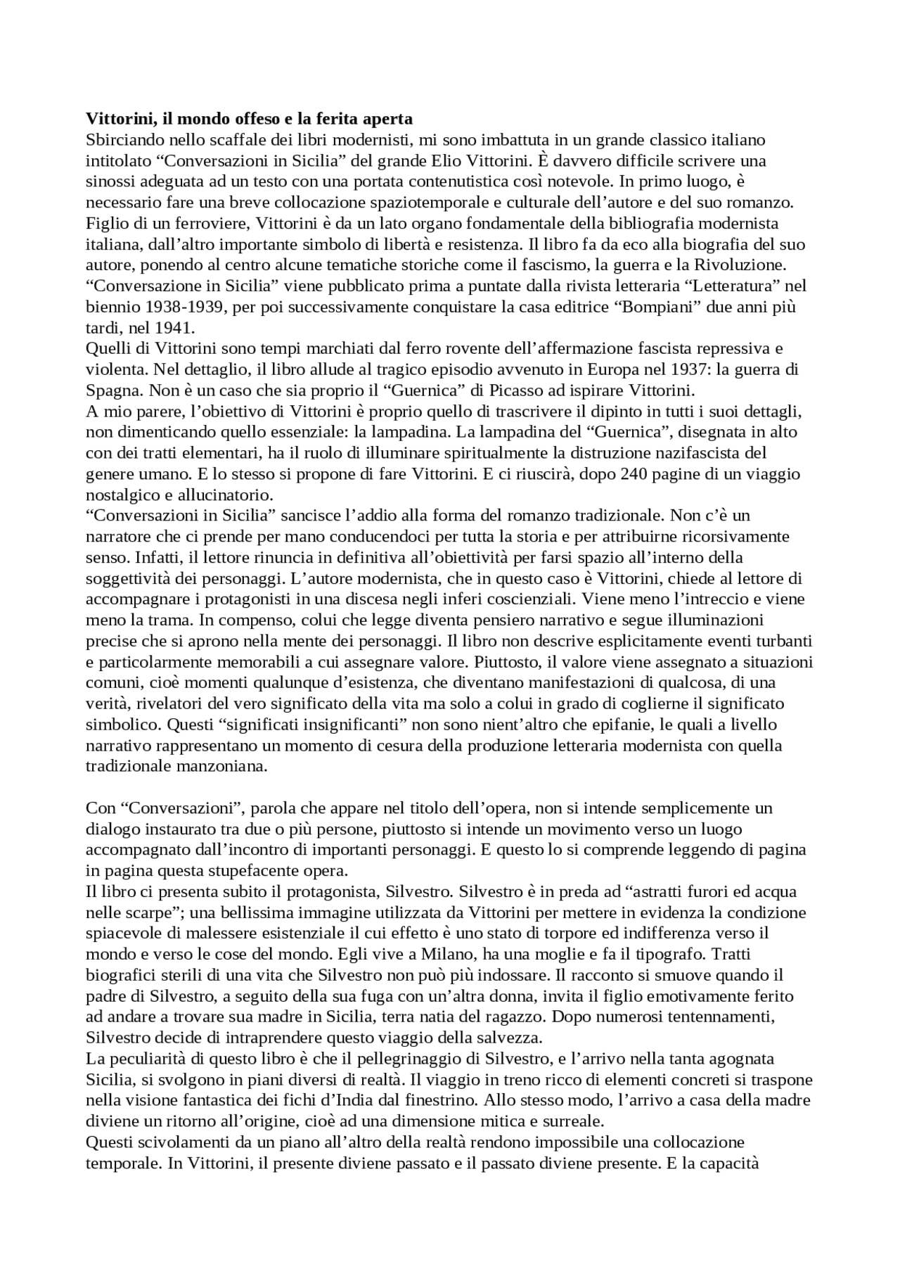 Recensione Libro Vittorini Molto Utile Docsity