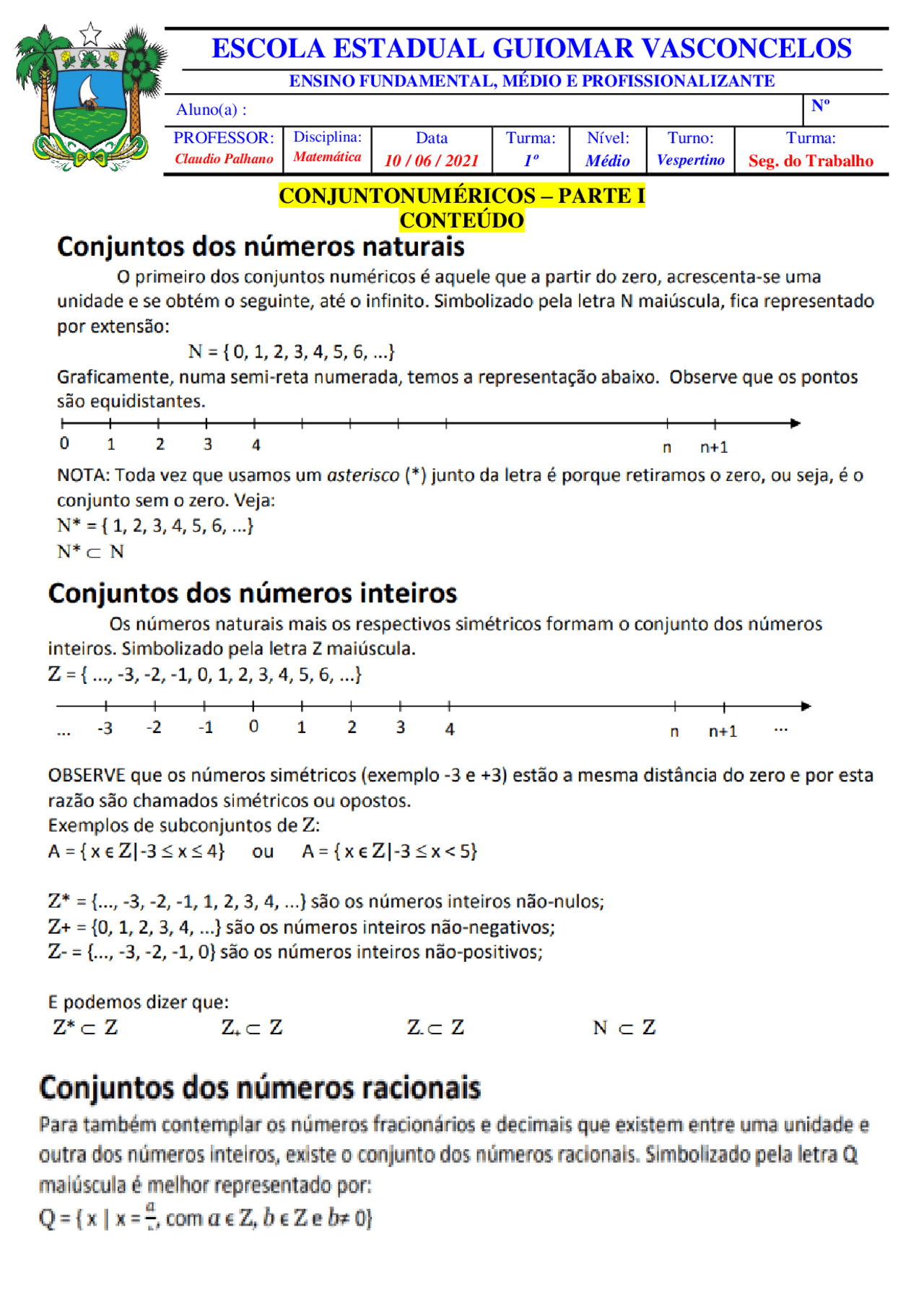 OperaÇÕes Com Conjuntos NumÉricos Docsity