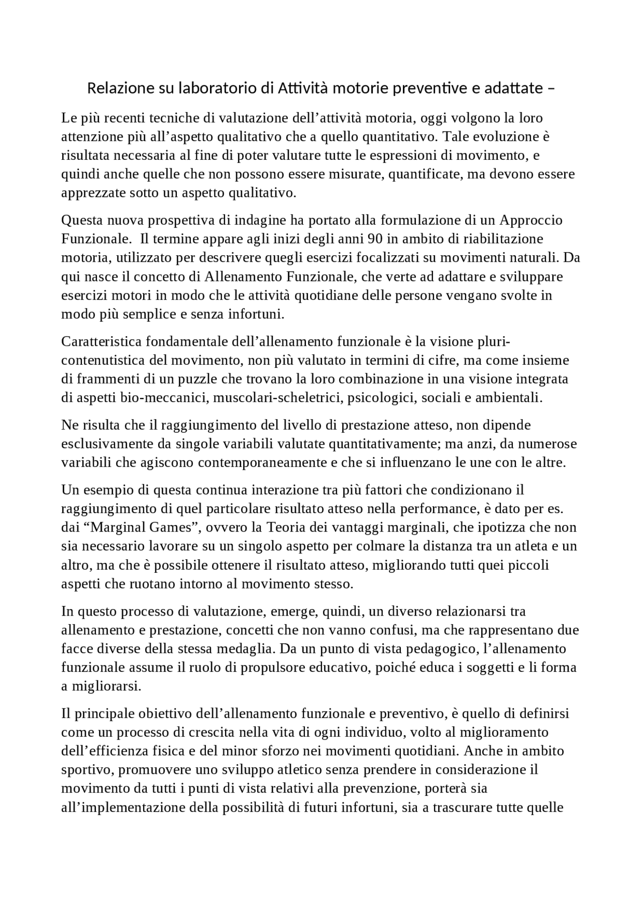 Attività Motorie Preventive E Adattate Docsity