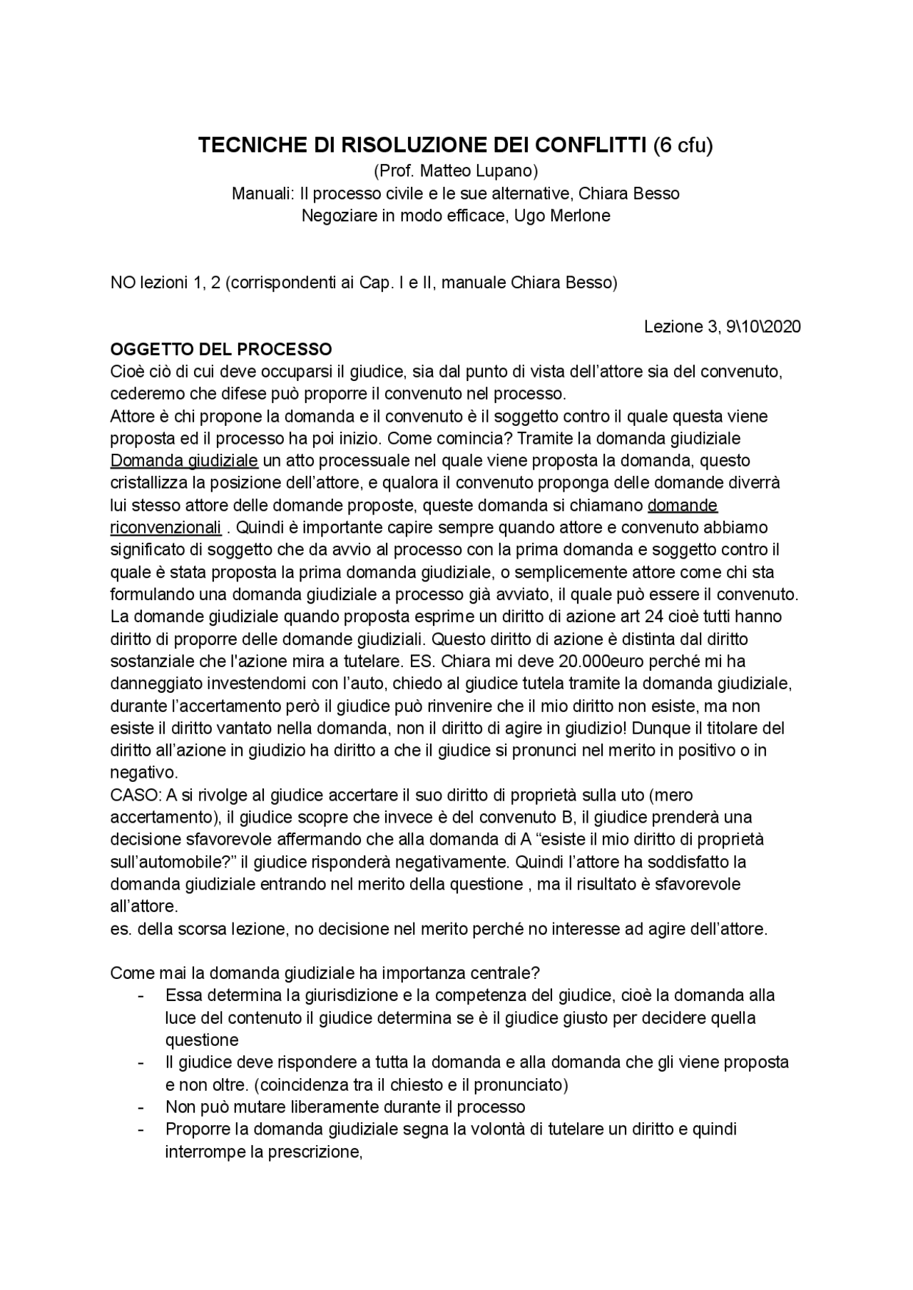 Tecniche Di Risoluzione Dei Conflitti 6 Cfu Sbobinatura Docsity