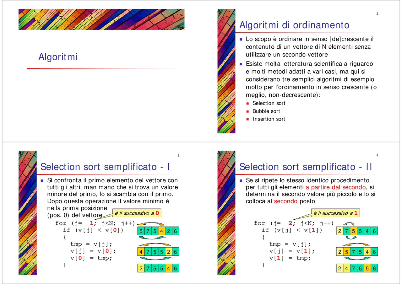 Gli Algoritmi Di Ordinamento Docsity