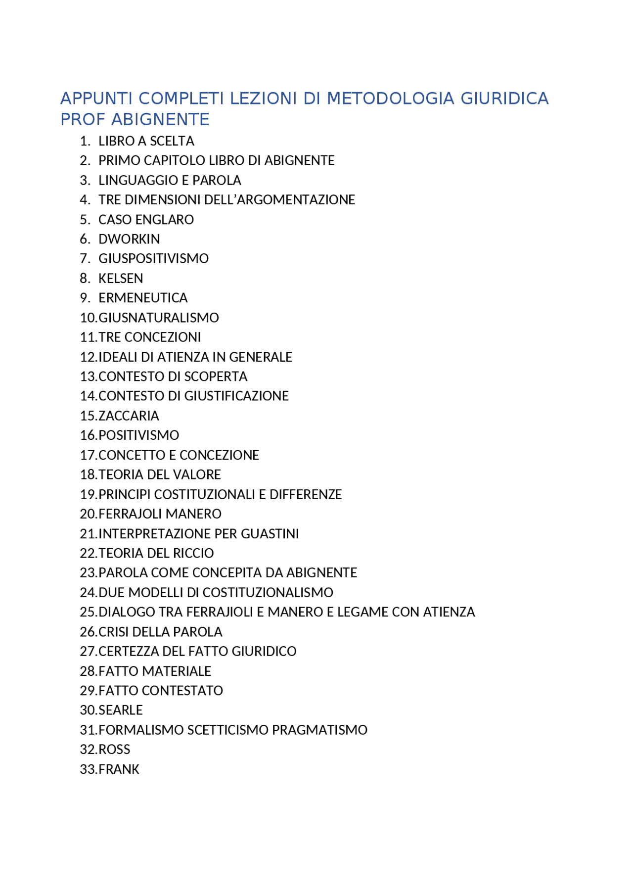Domande Complete Di Metodologia Giuridica Prof Abignente Docsity