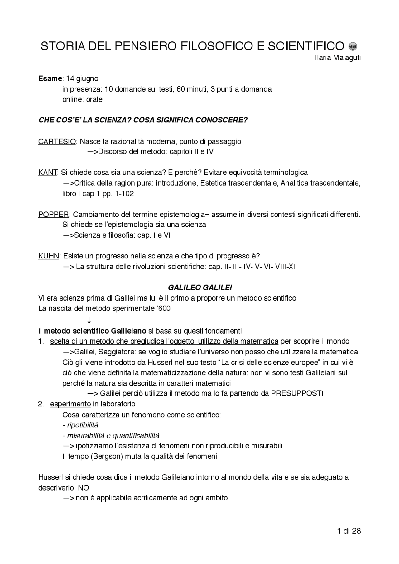 Appunti Storia Del Pensiero Filosofico E Scientifico Docsity
