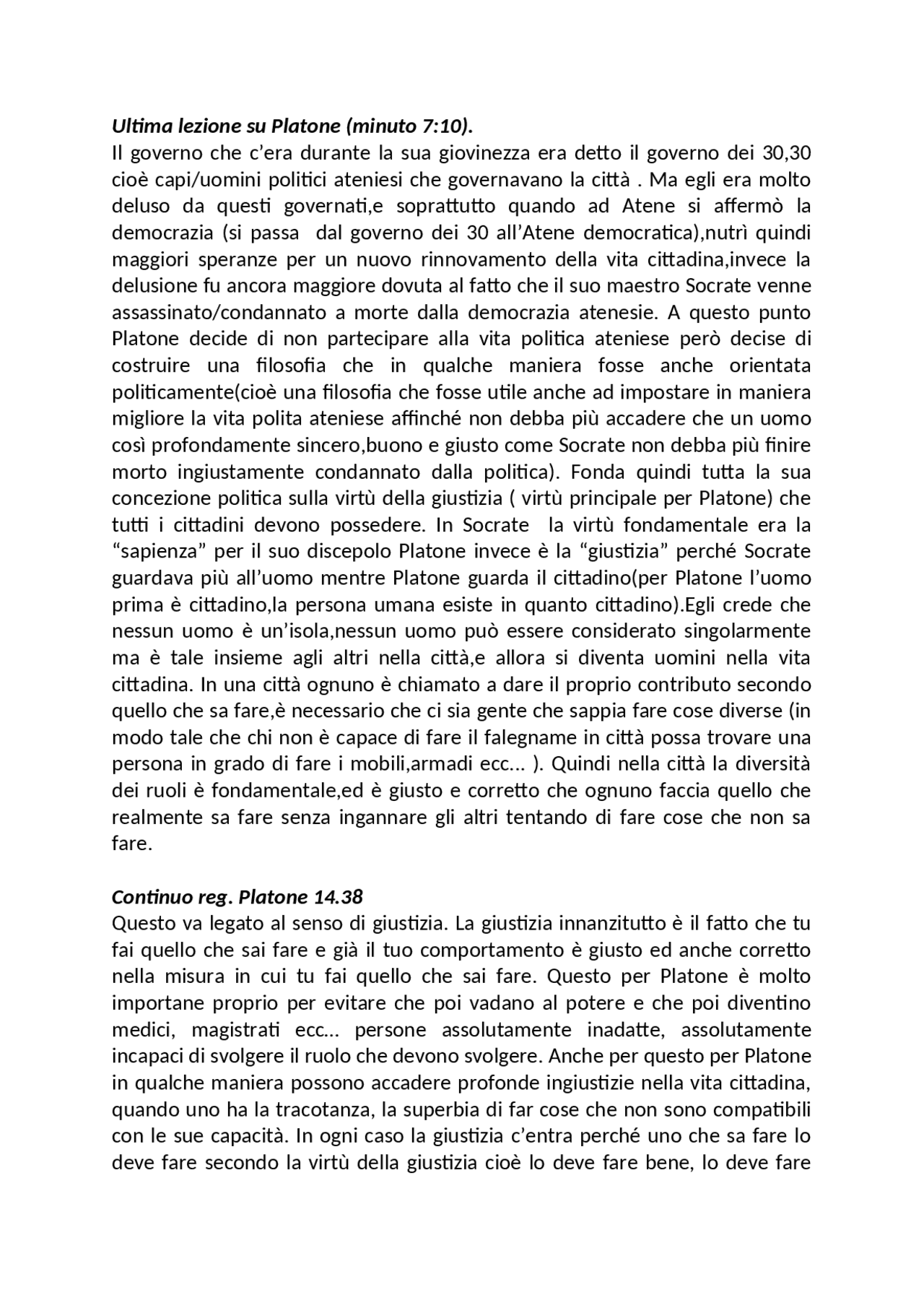 Lezione Su Platone La Politica Docsity