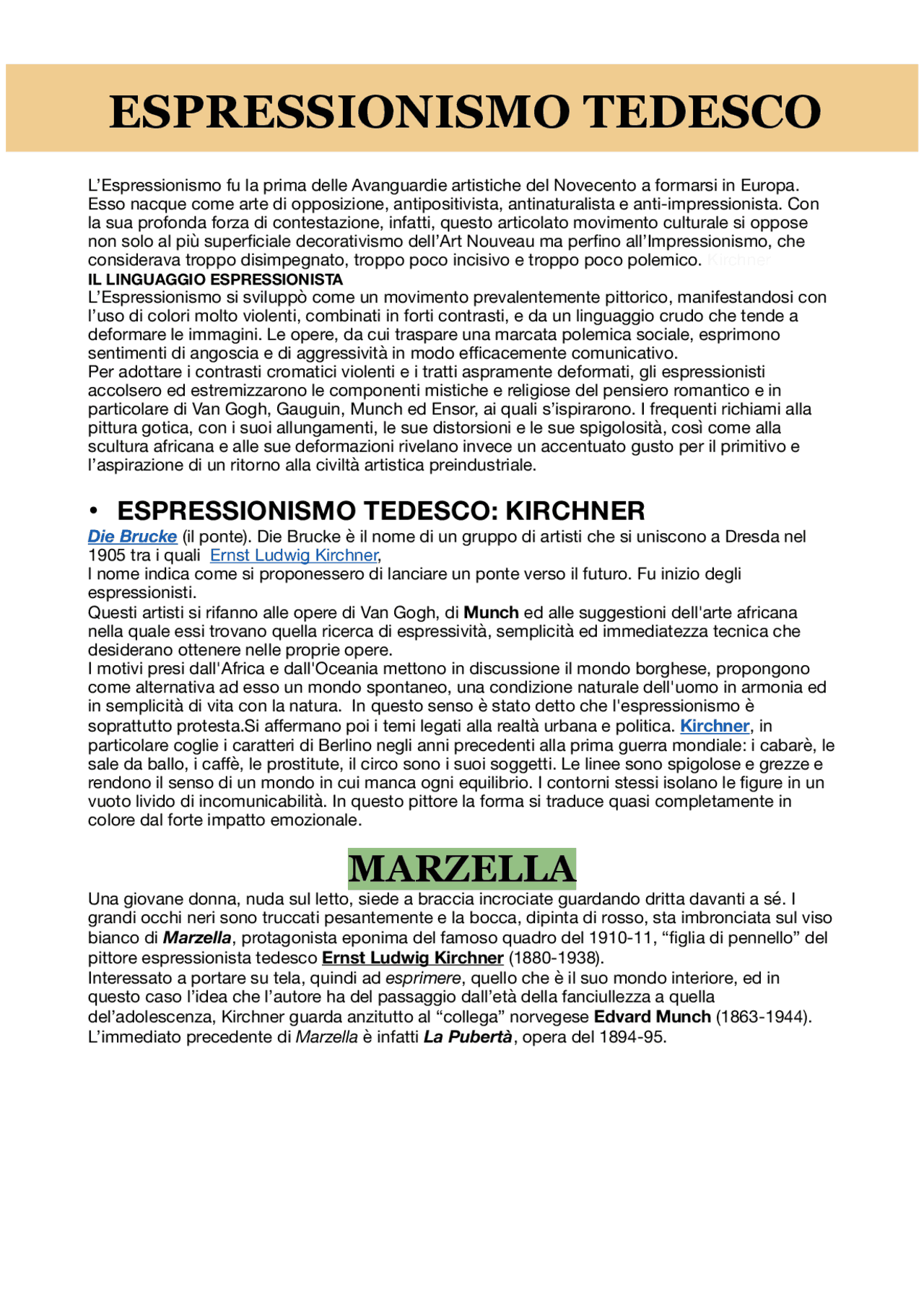Espressionismo tedesco e "Marcella" - Docsity