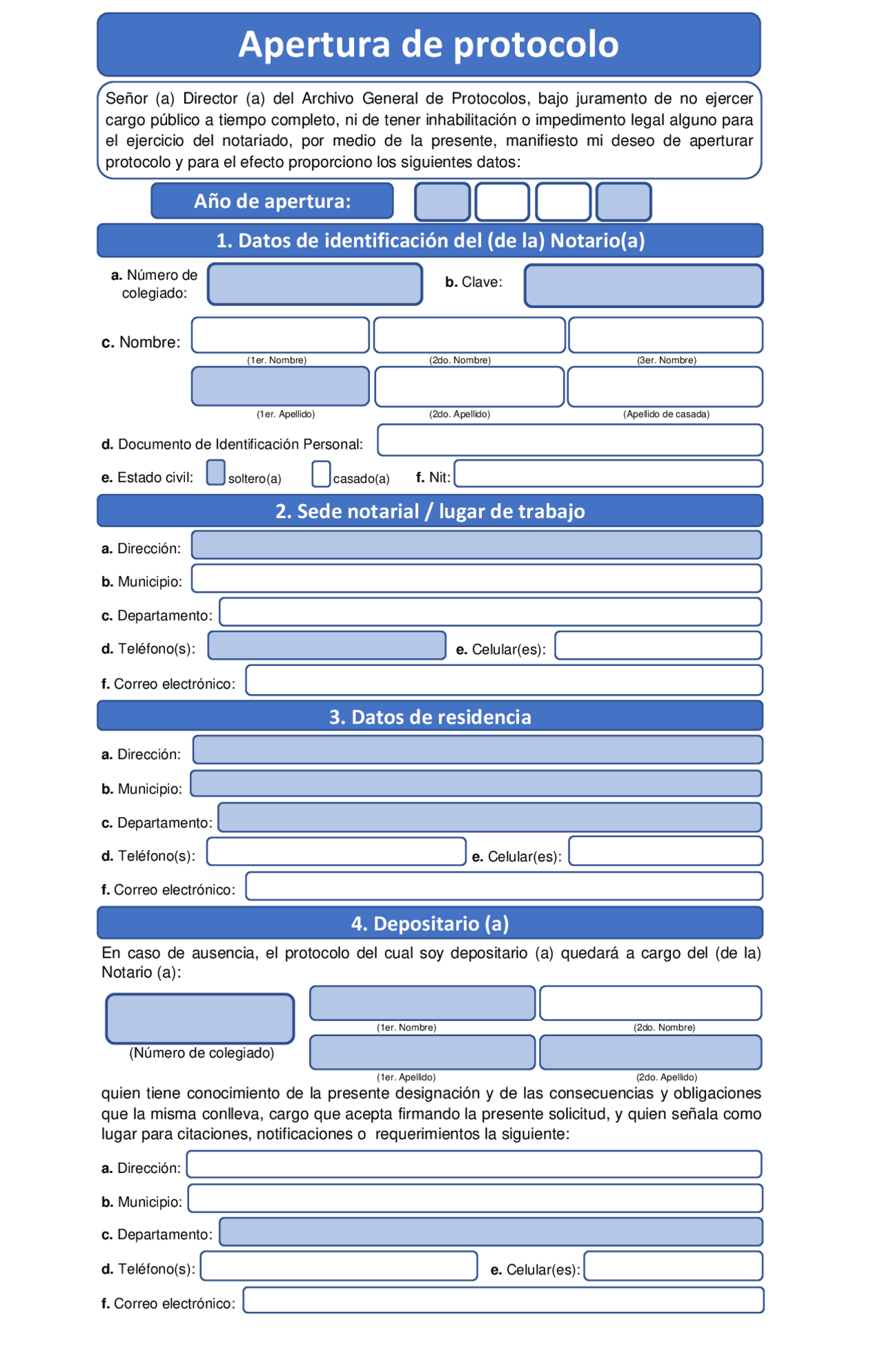 Formulario para apertura de protocolo Guatemala | Esquemas y mapas conceptuales de Derecho Civil ...