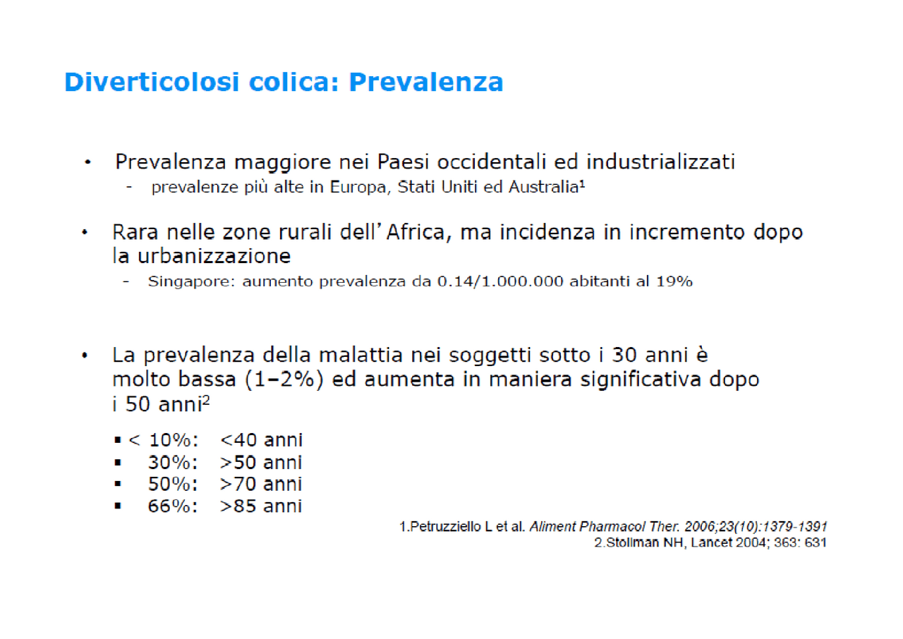 Slide Riassuntive Della Diverticolosi Colica Docsity