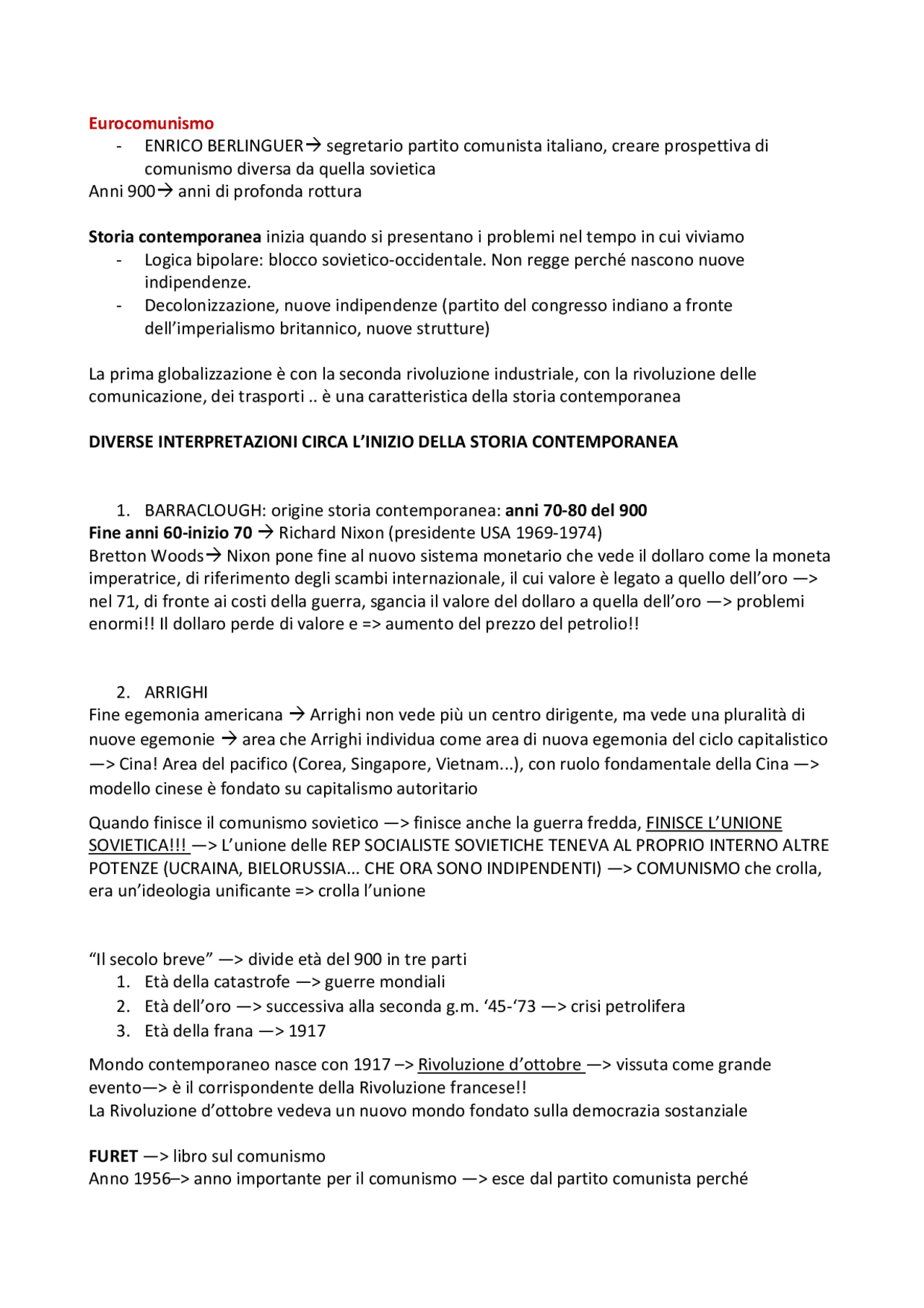 Appunti Di Storia Contemporanea Docsity