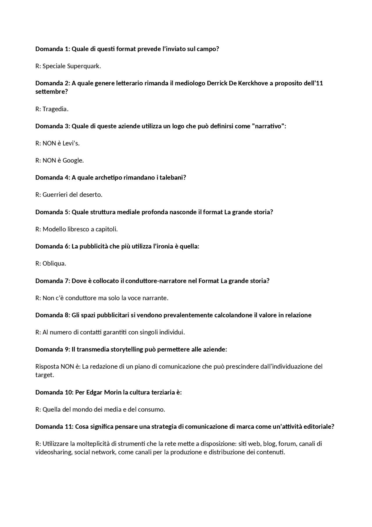 Esercitazione Per Prove D Esame Prove Desame Di Sociologia Dei