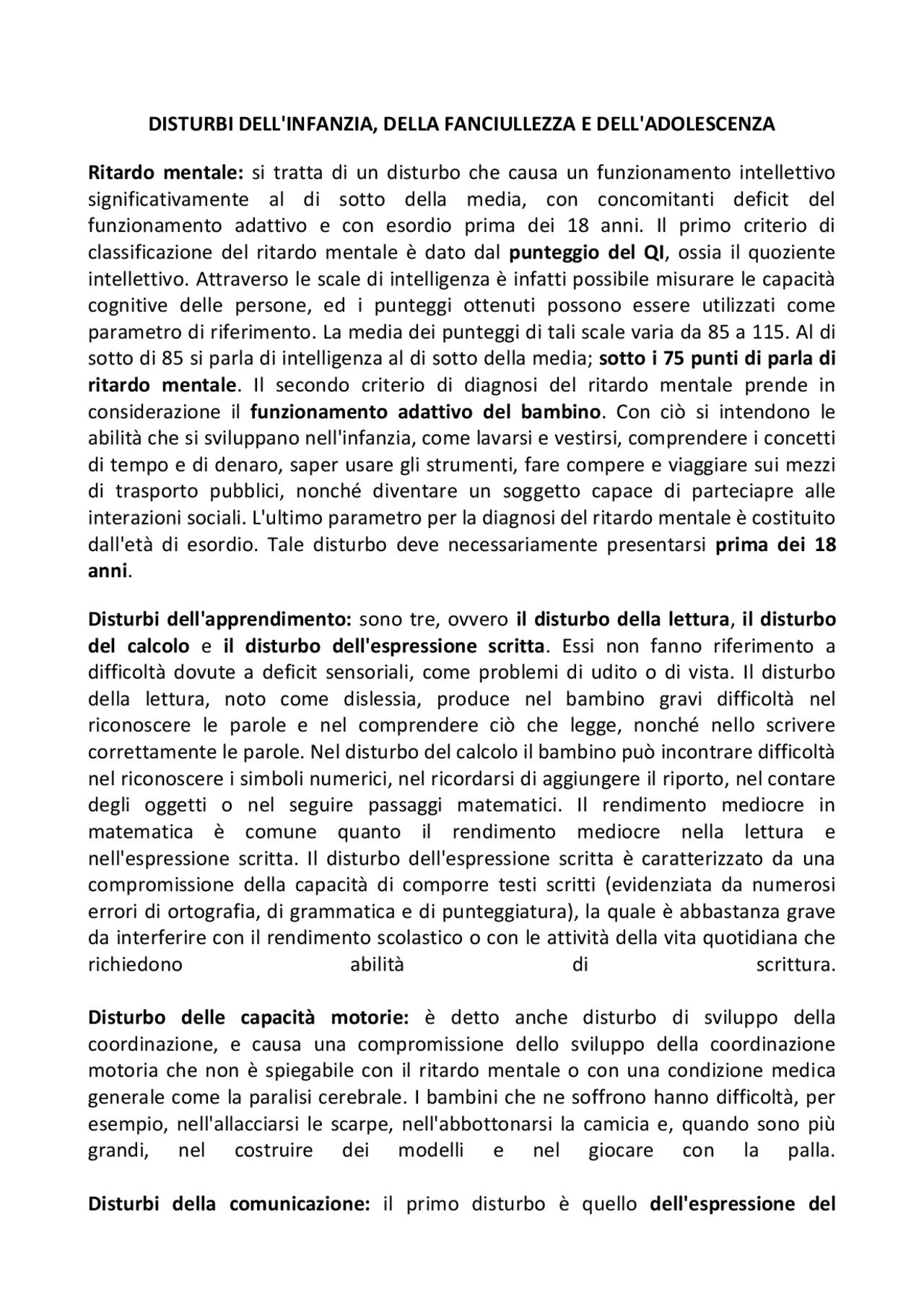 Sintesi Dsm Iv E Sindromi Docsity