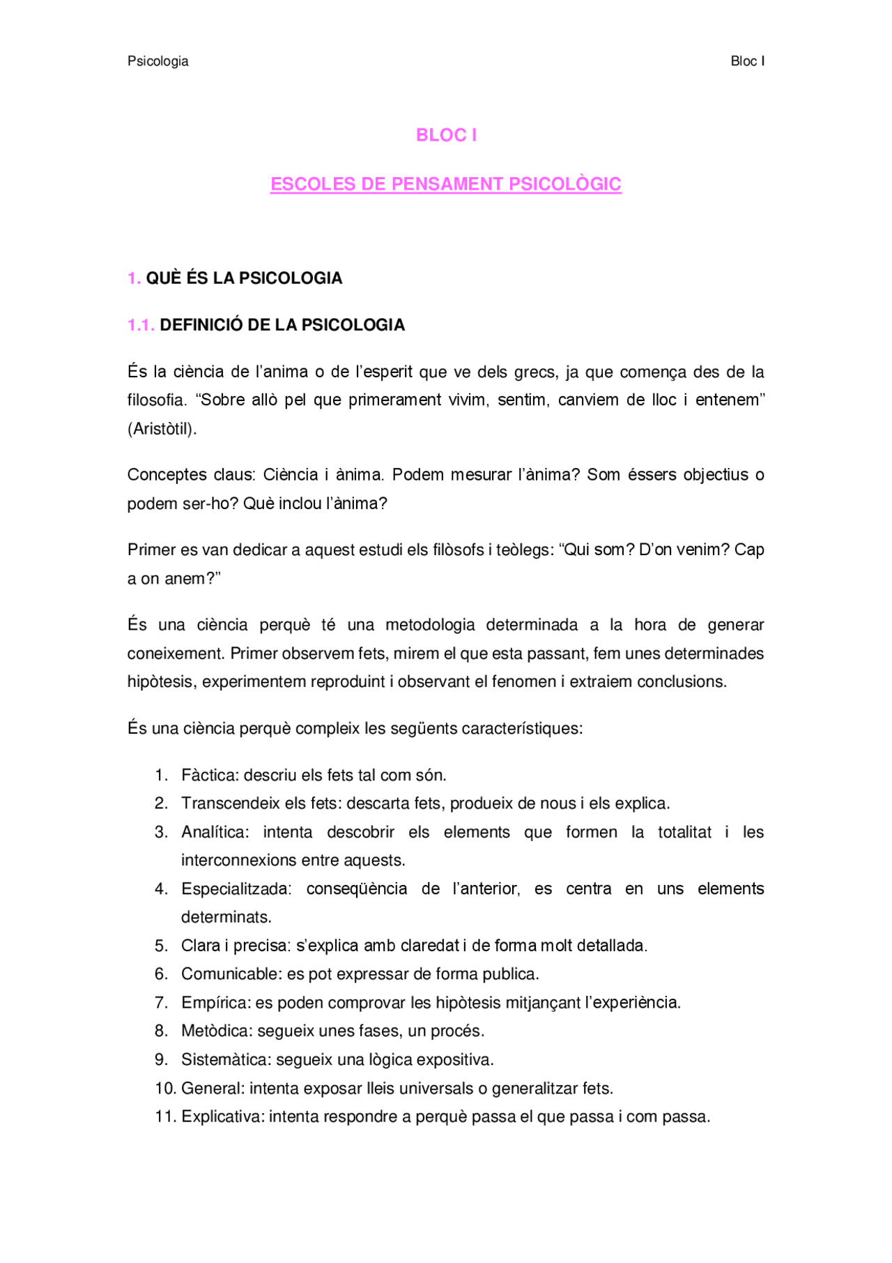 Apunts Bloc 1 Psicologia Del Desenvolupament Humà Docsity