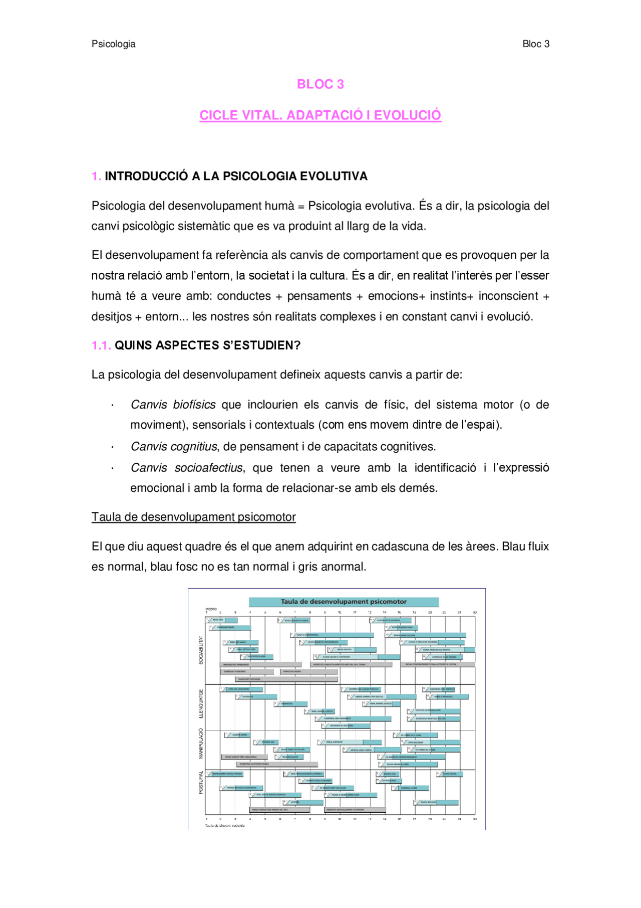 Apunts Bloc 3 Psicologia Del Desenvolupament Humà Docsity