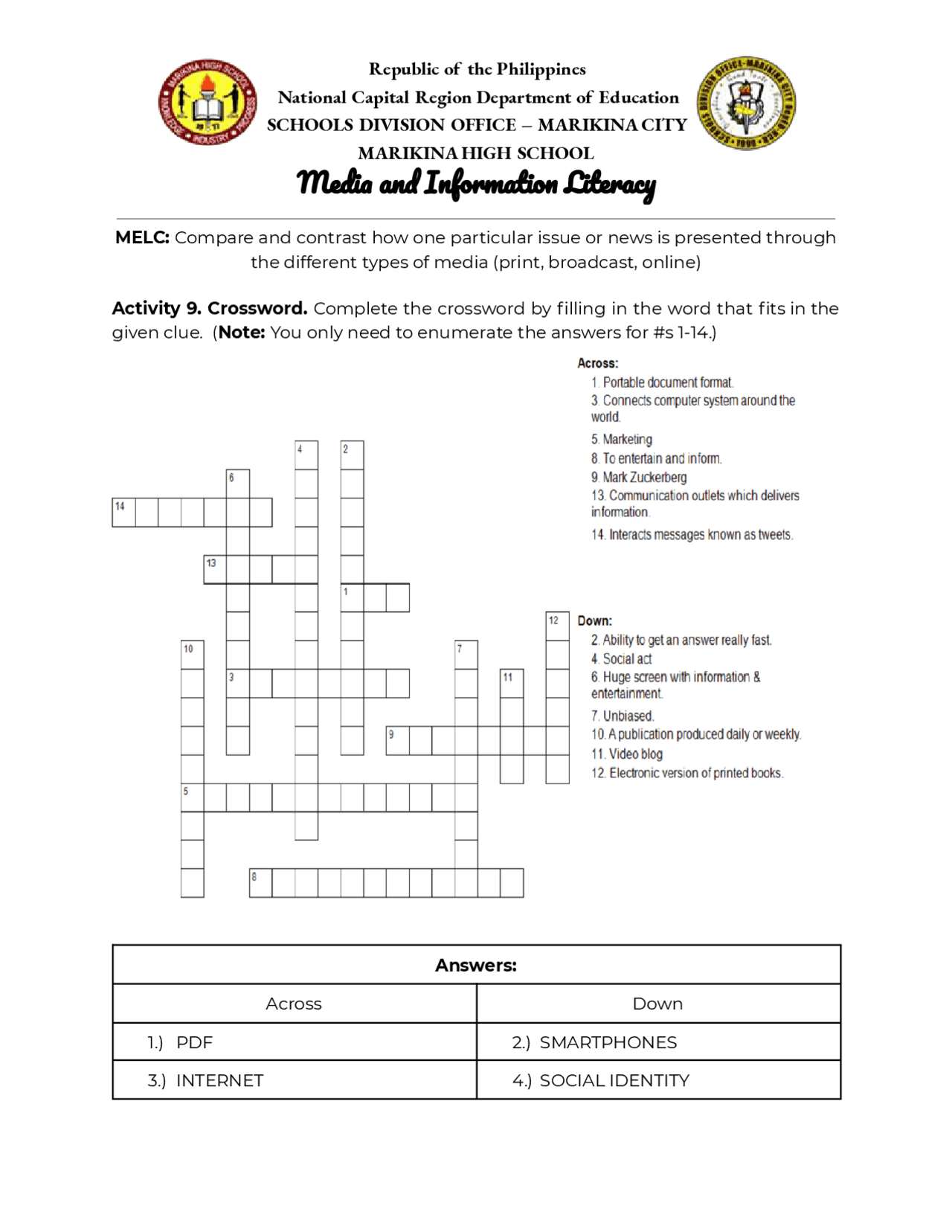 Media literacy fo grade 12 humss - Docsity