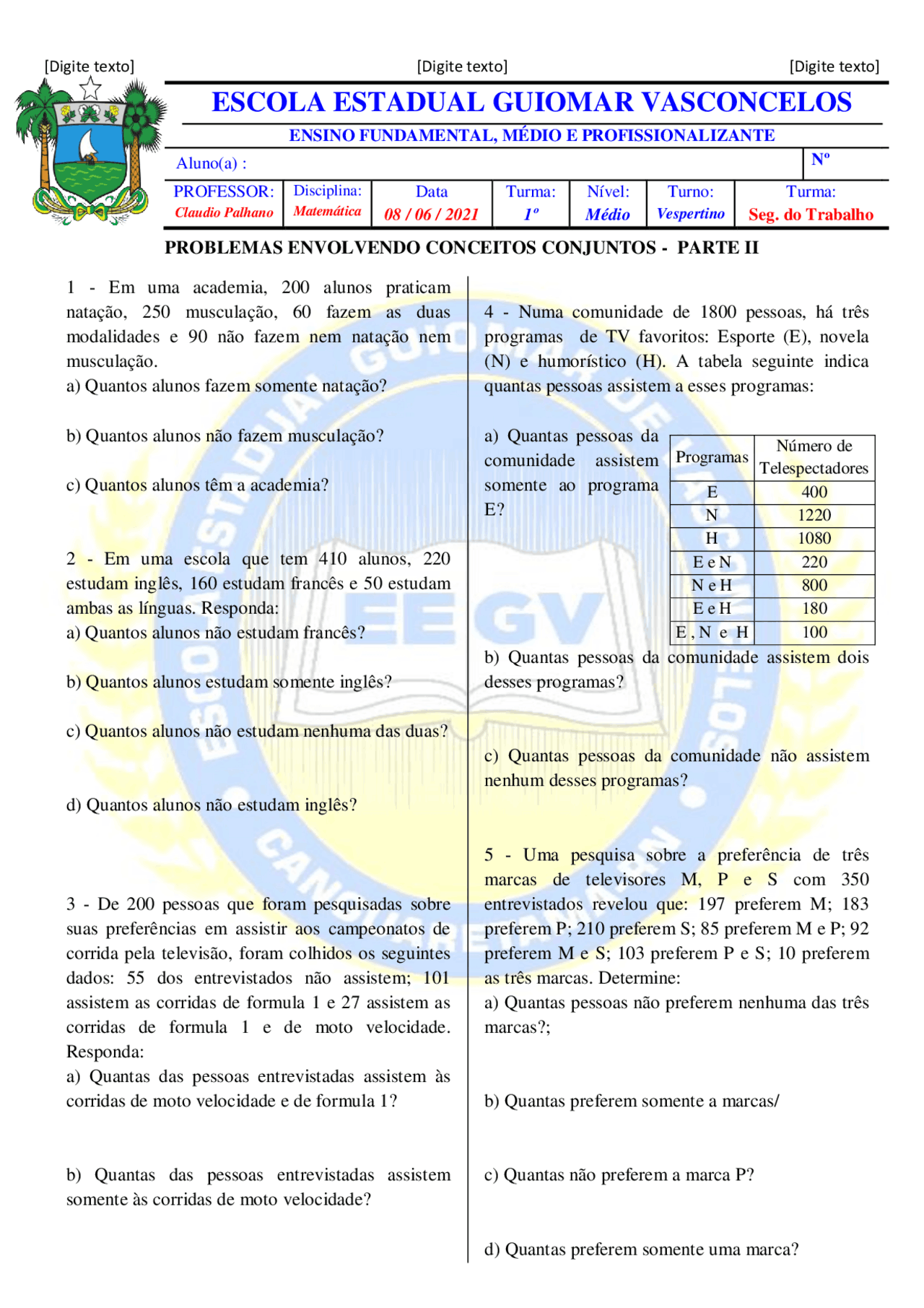 Resumo De Conjuntos Docsity