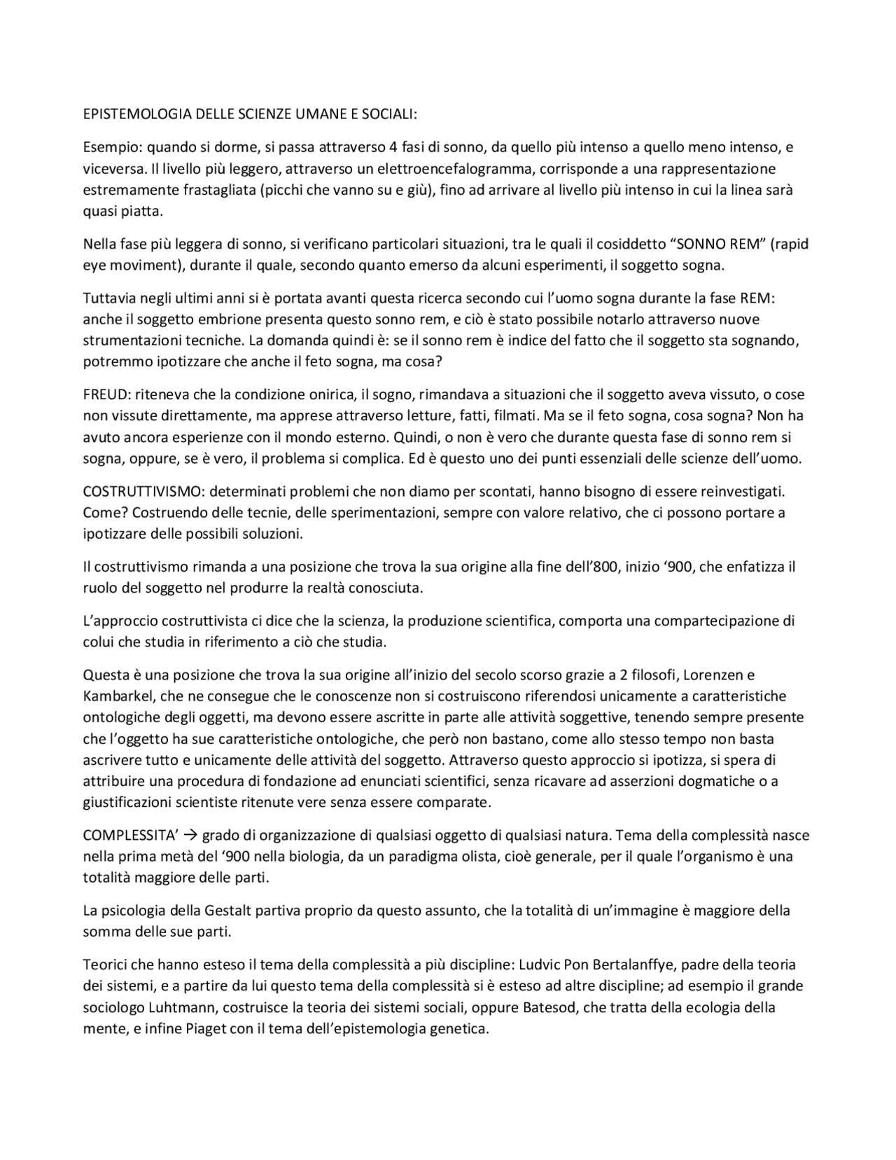 Appunti Epistemologia Delle Scienze Umani E Sociali 25223 Docsity