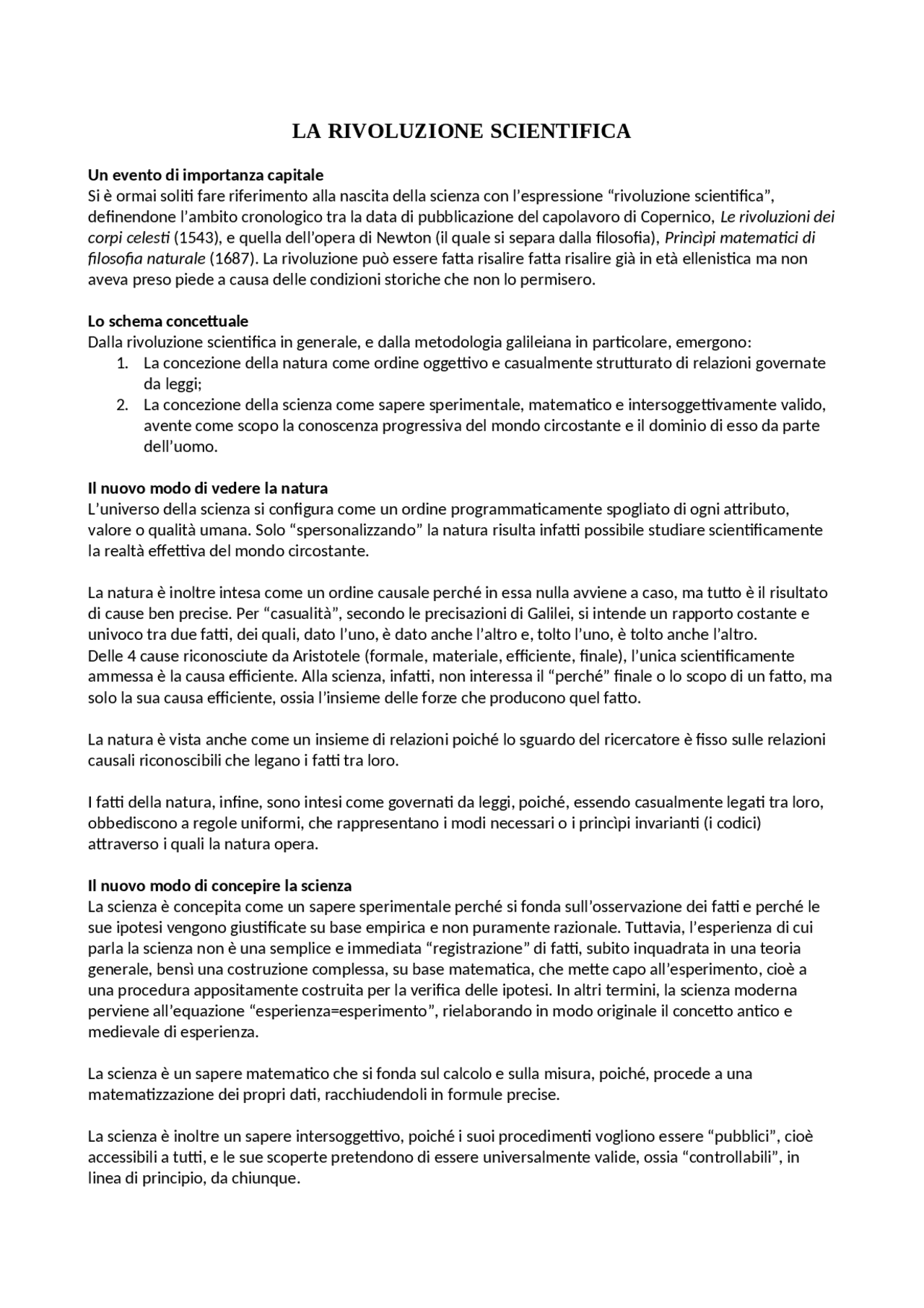 La Rivoluzione scientifica, Galilei e Cartesio - Docsity