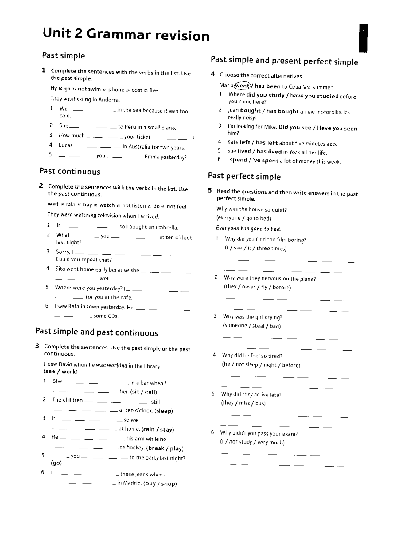 Repaso Unidad 2 2 eso essential practice - Docsity