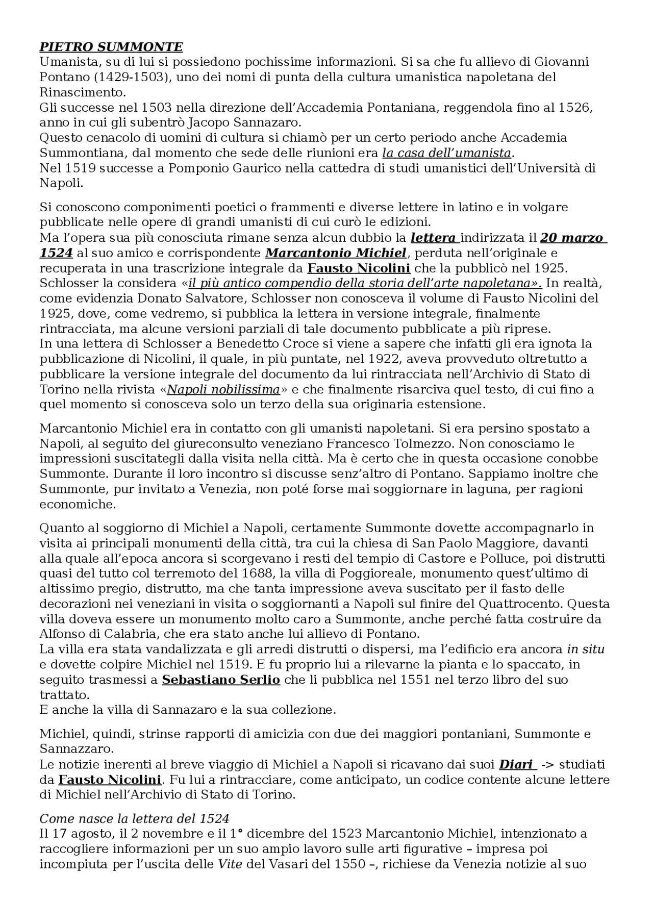 Schlosser, Lanzi, Nicolini: la lettera di Pietro Summonte al Michiel ...