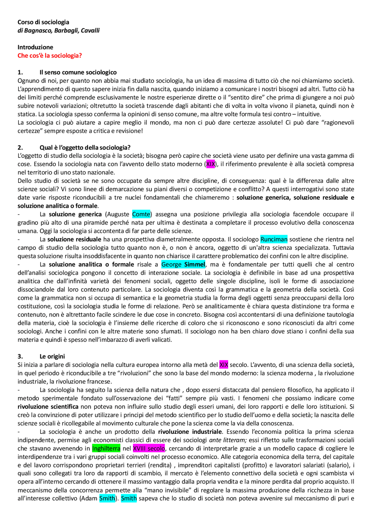 Corso Di Sociologia Generale Docsity