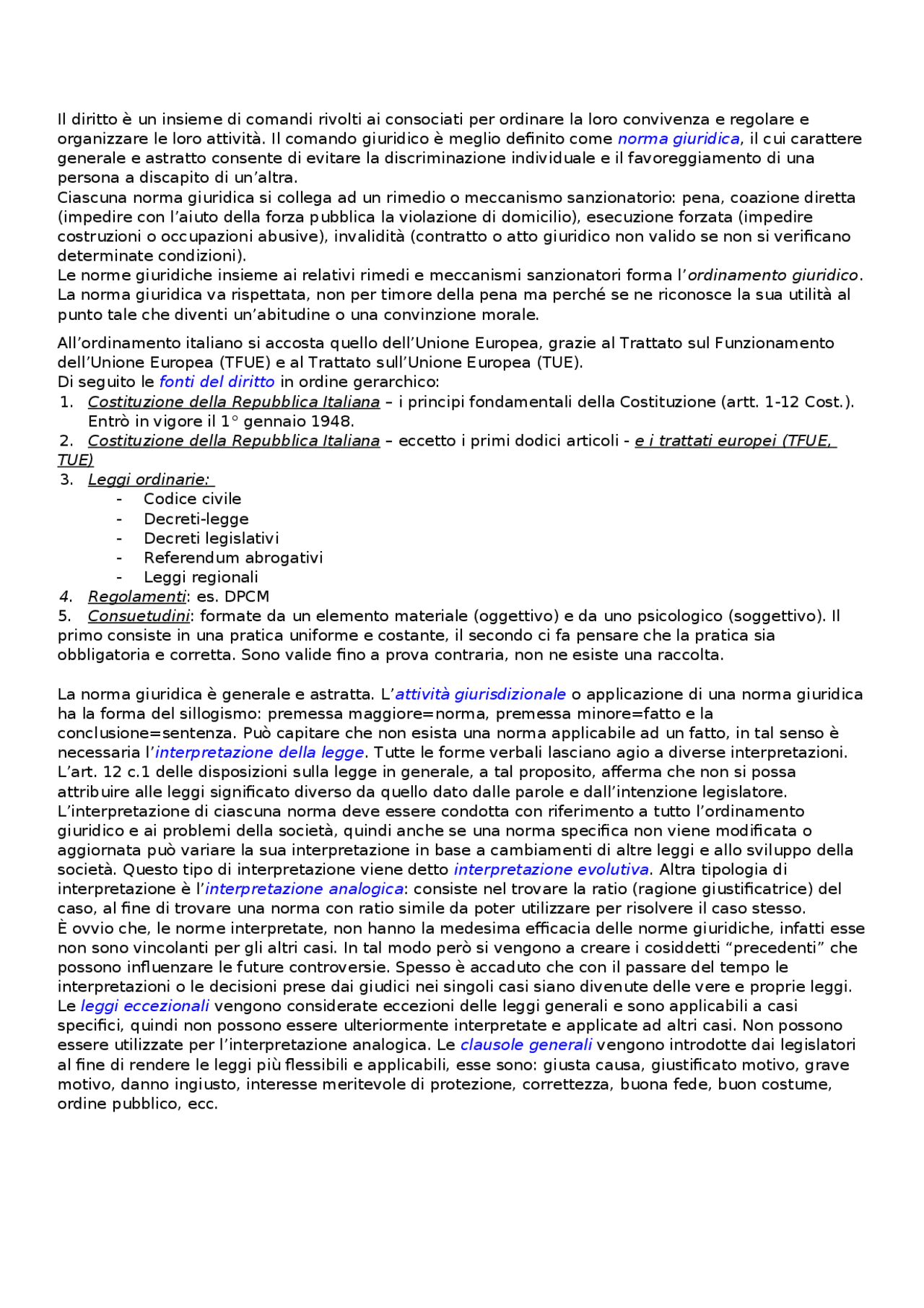 Le Fonti Del Diritto Docsity