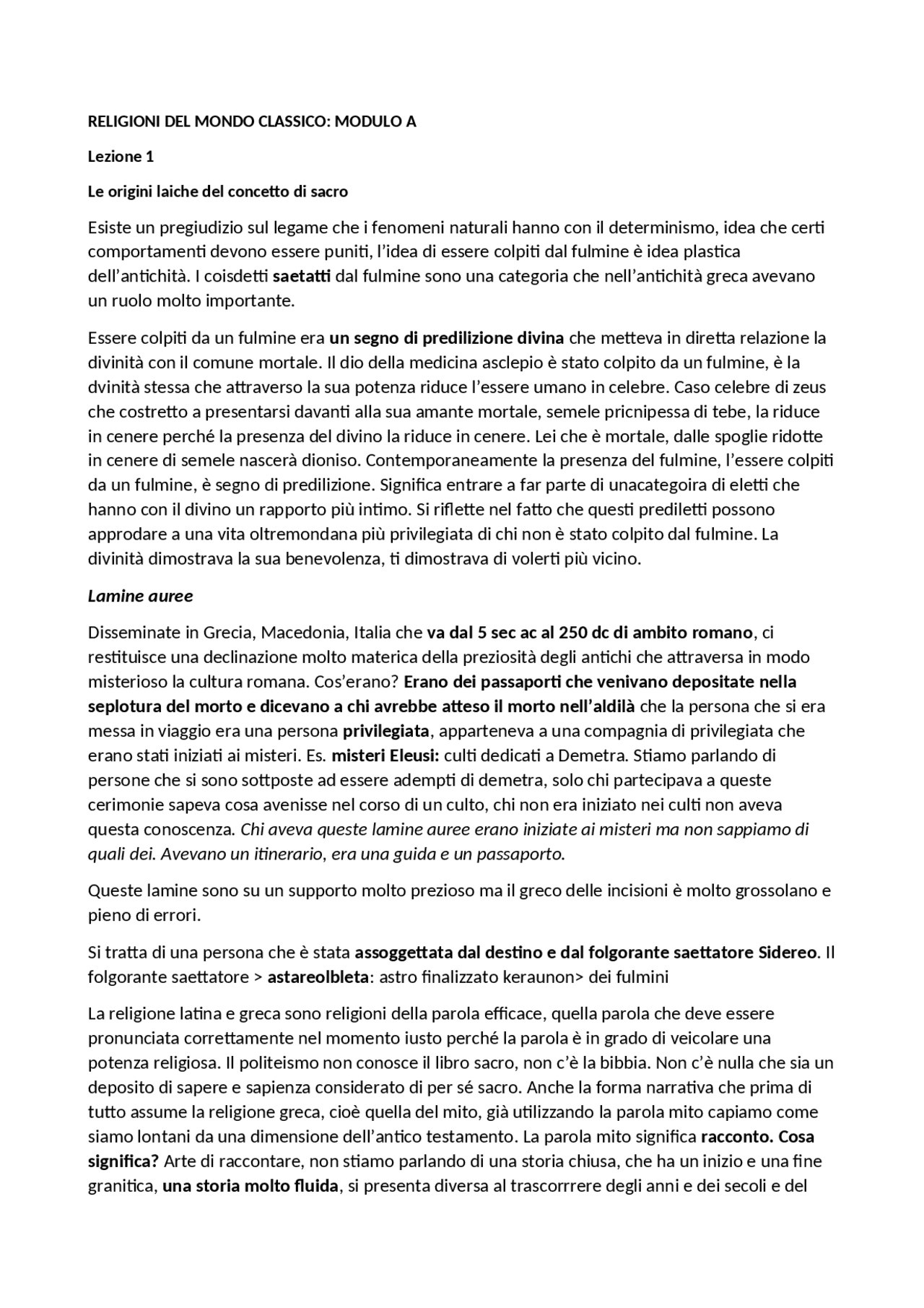 Religioni Del Mondo Classico Modulo A Docsity