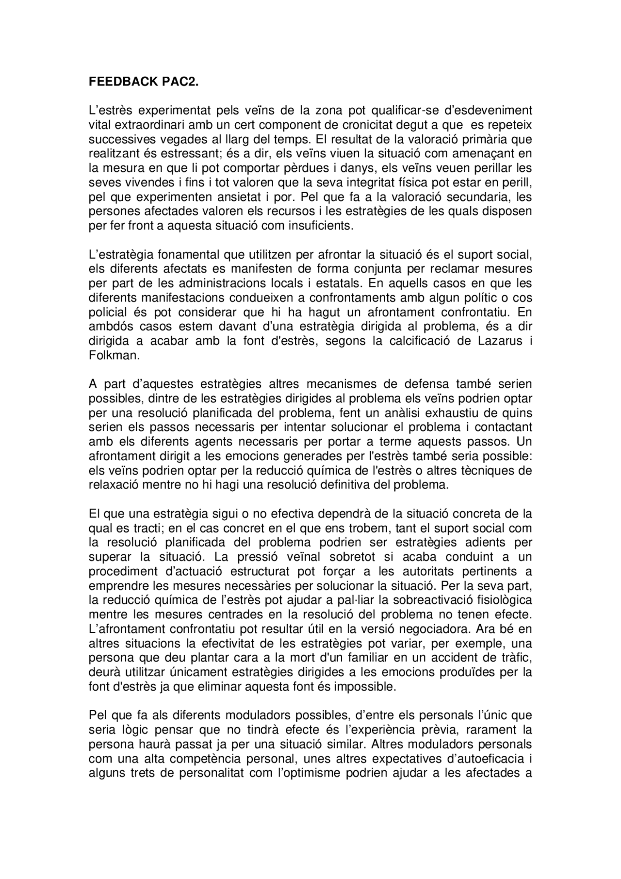 Feedback PAC2 motivacio i emocio - Docsity