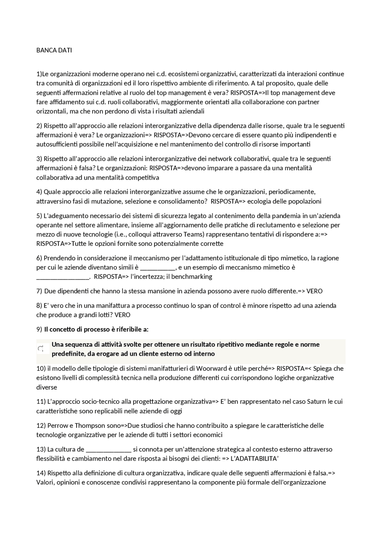 Possibili Domande Esame Docsity