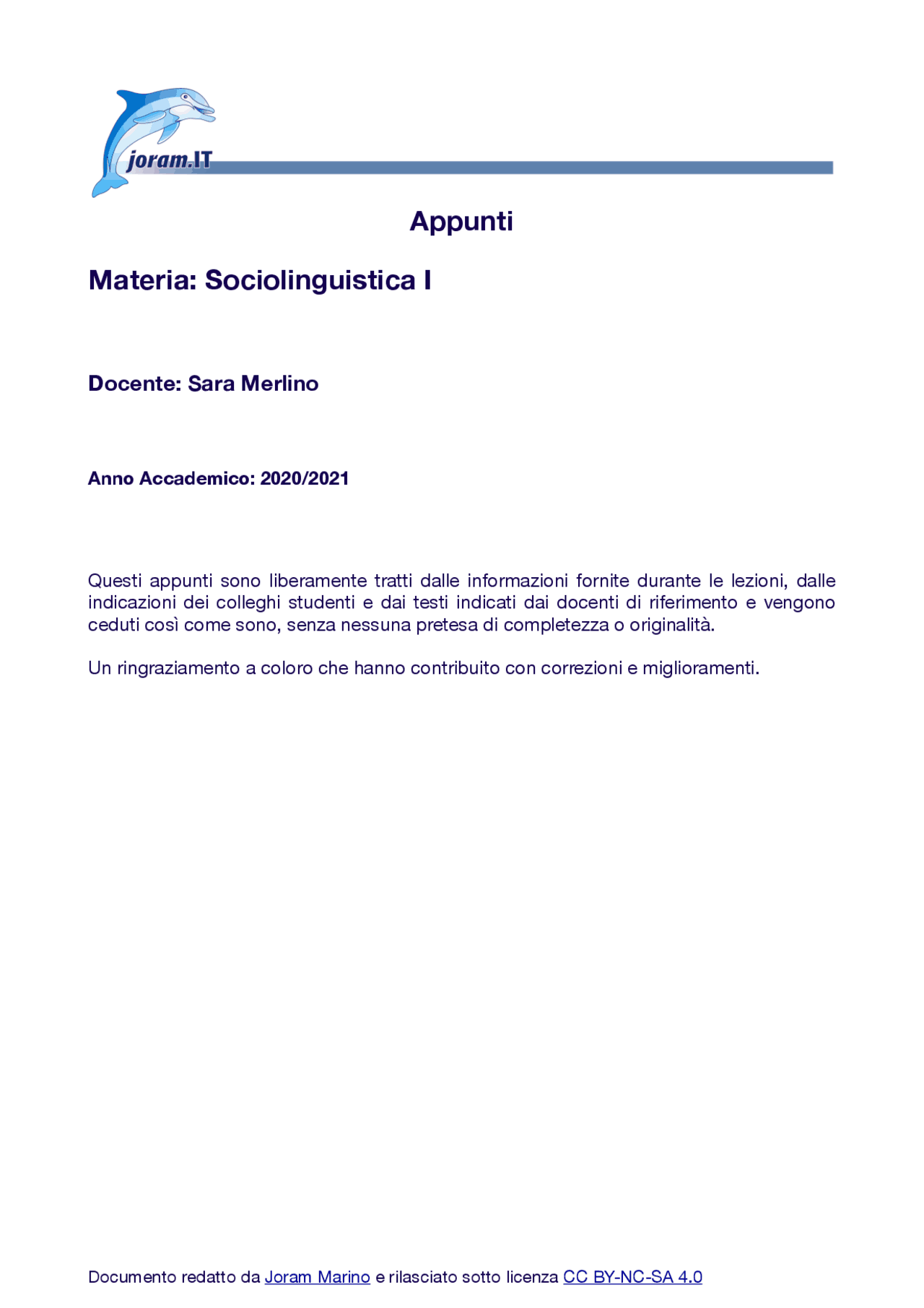 Appunti Di Sociolinguistica I Docsity
