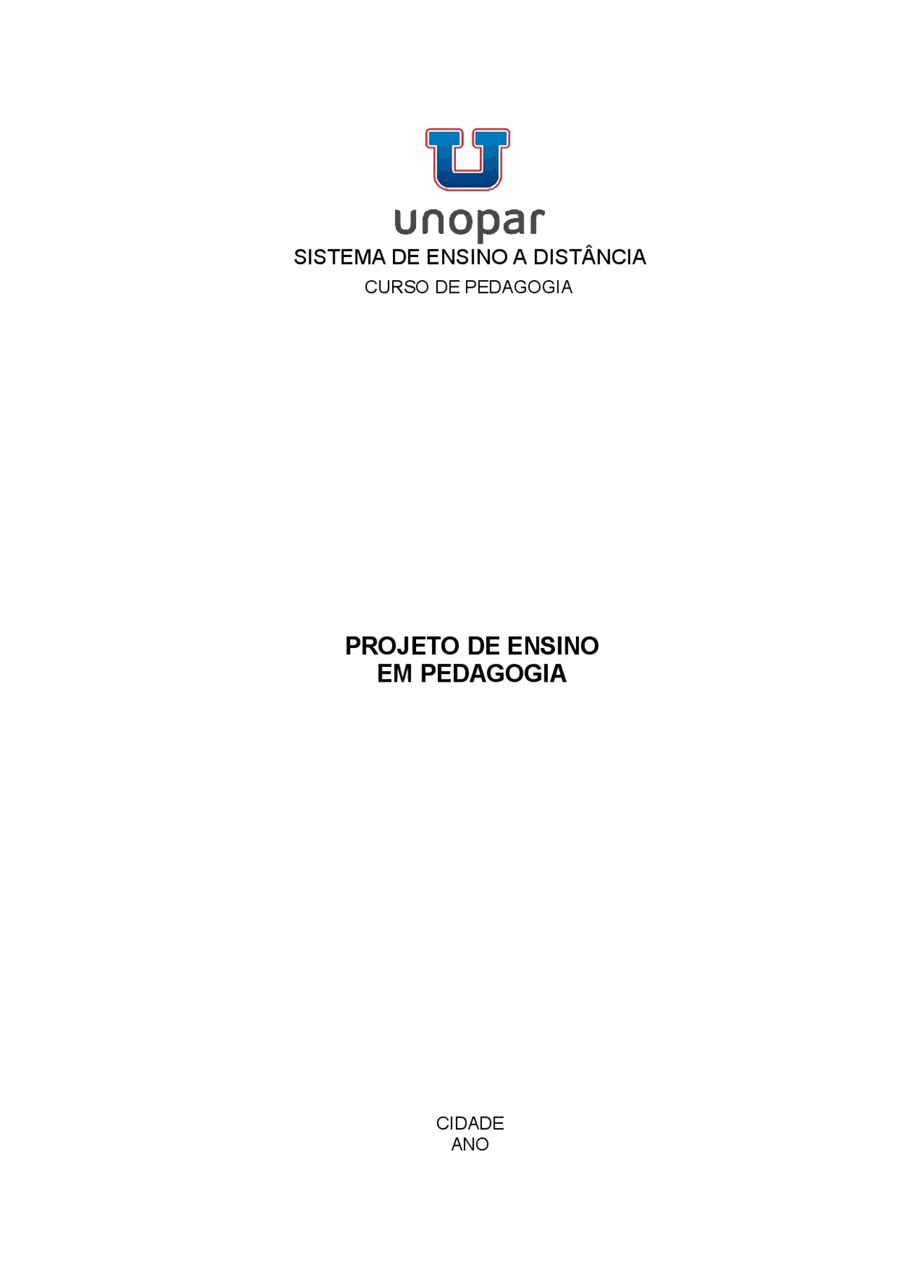 Projeto De Ensino Em Pedagogia Docsity