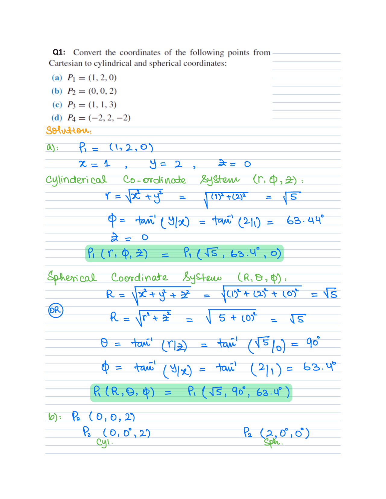 Problems On Orthogonal Coordinate System Docsity