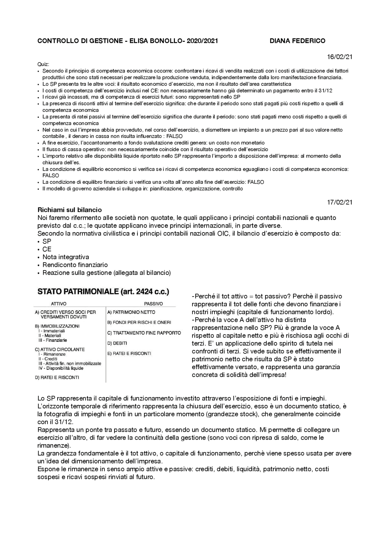 Appunti Di Controllo Di Gestione Prof Bonollo Docsity