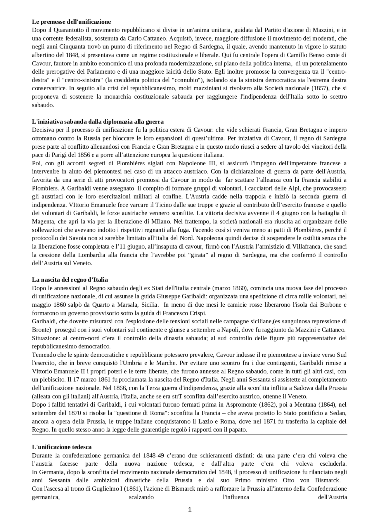Riassunto Di Storia Per La Maturità Docsity