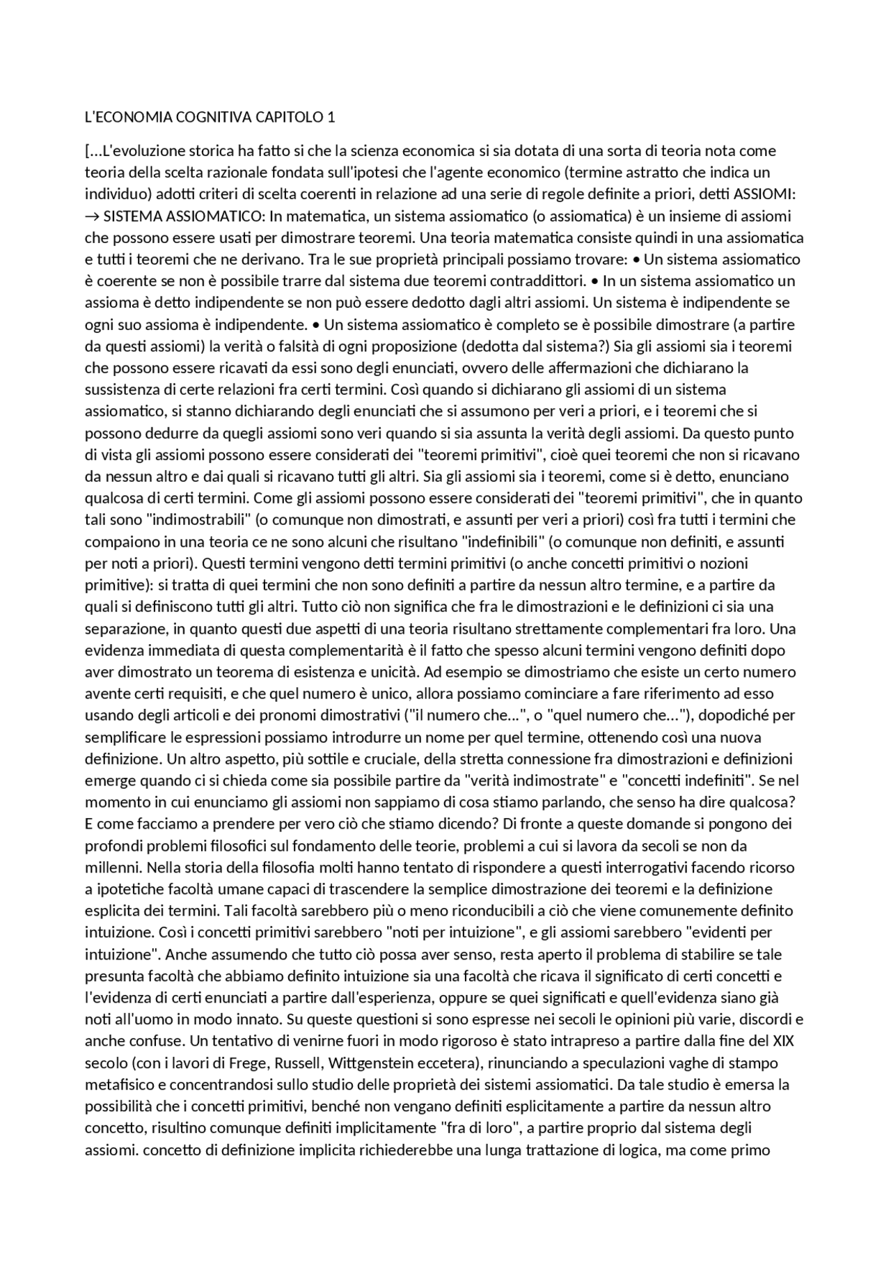 Economia Cognitiva Alessandro Innocenti Docsity