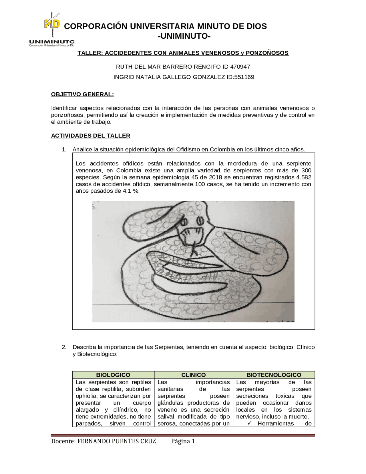 Ensayos de animales venenosos e informe final - Docsity