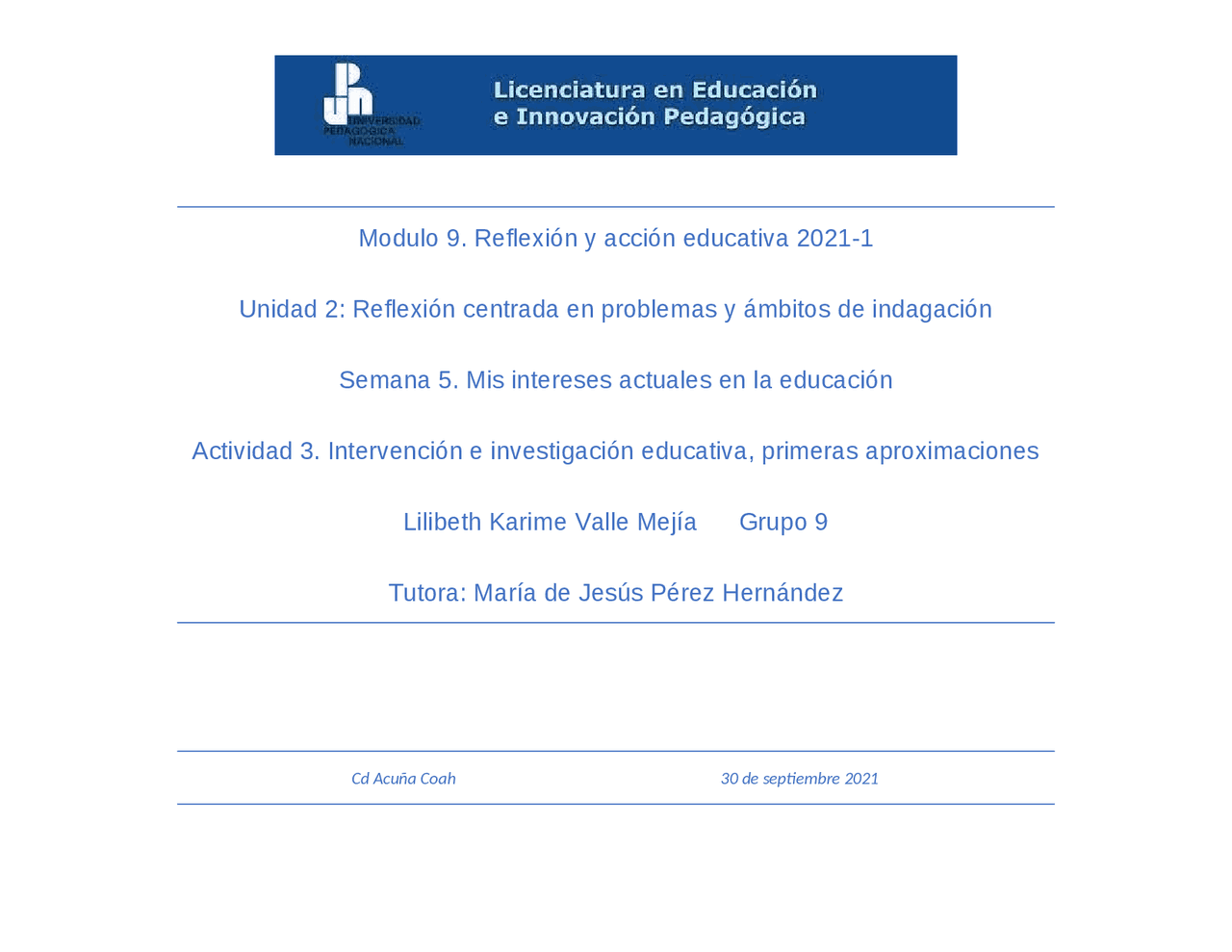 Módulo 9. Reflexión y acción educativa 2021-1 | Apuntes de Pedagogía ...