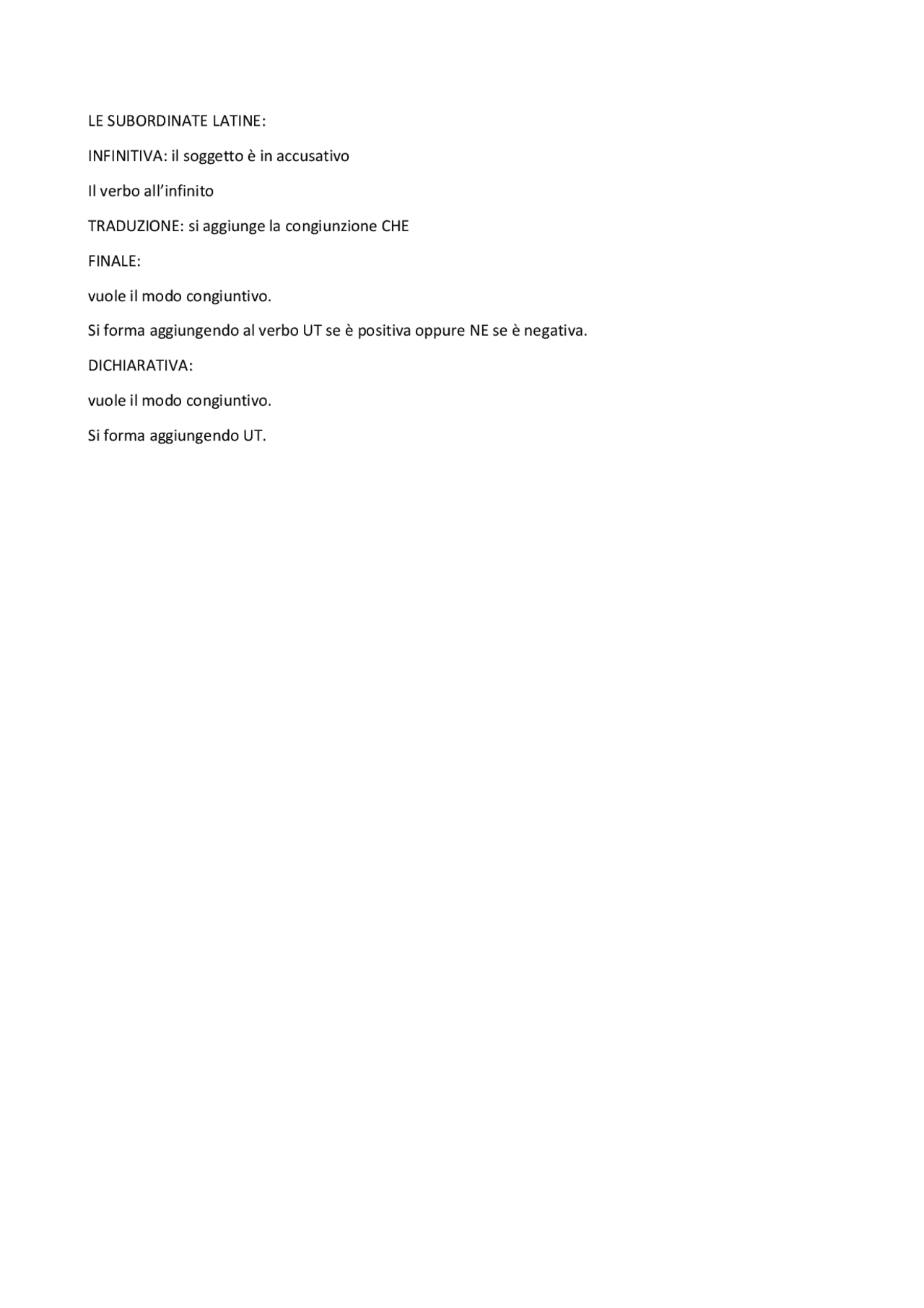 Le Principali Subordinate Latine Docsity