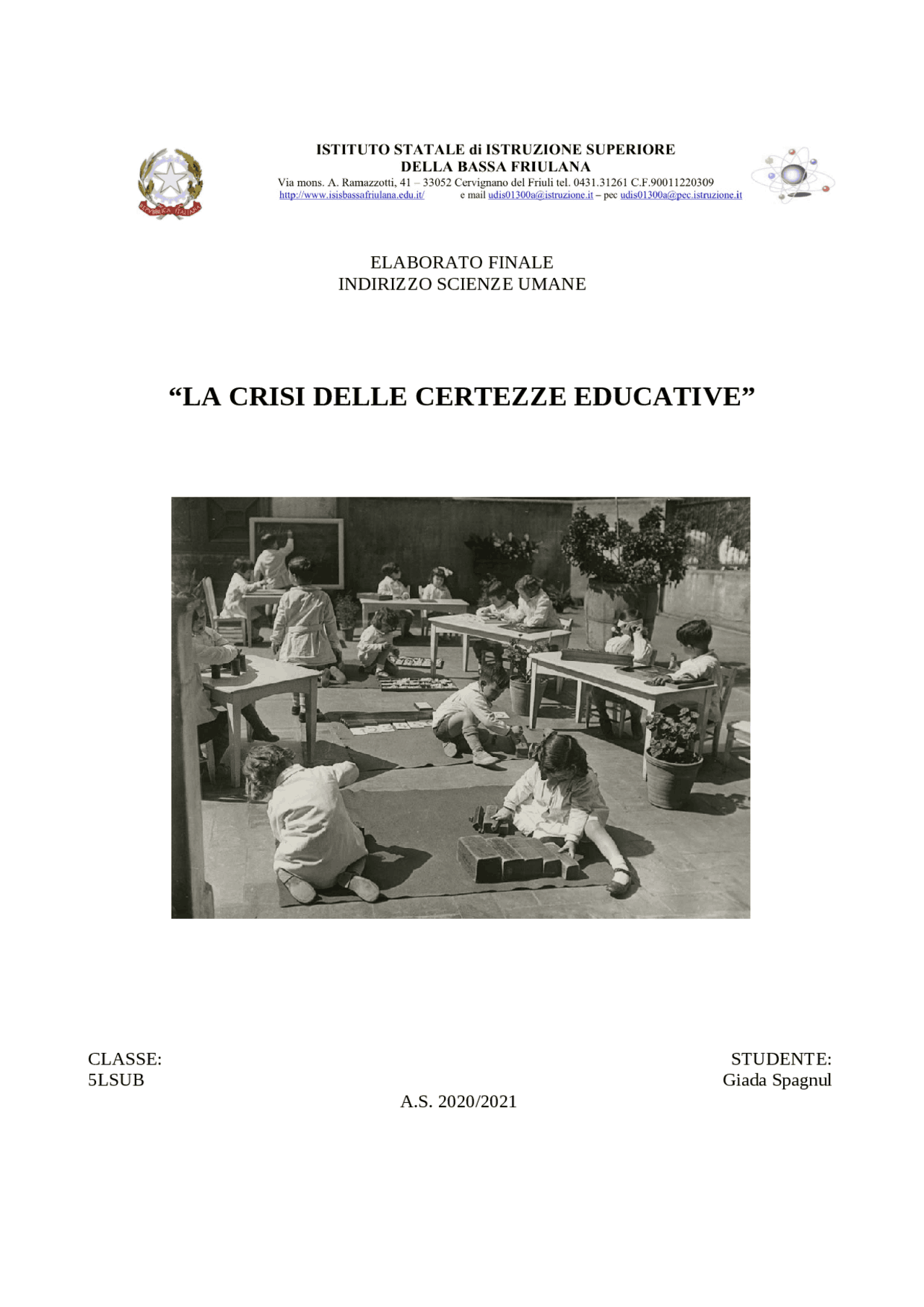 Elaborato Maturità Scuole Nuove Docsity
