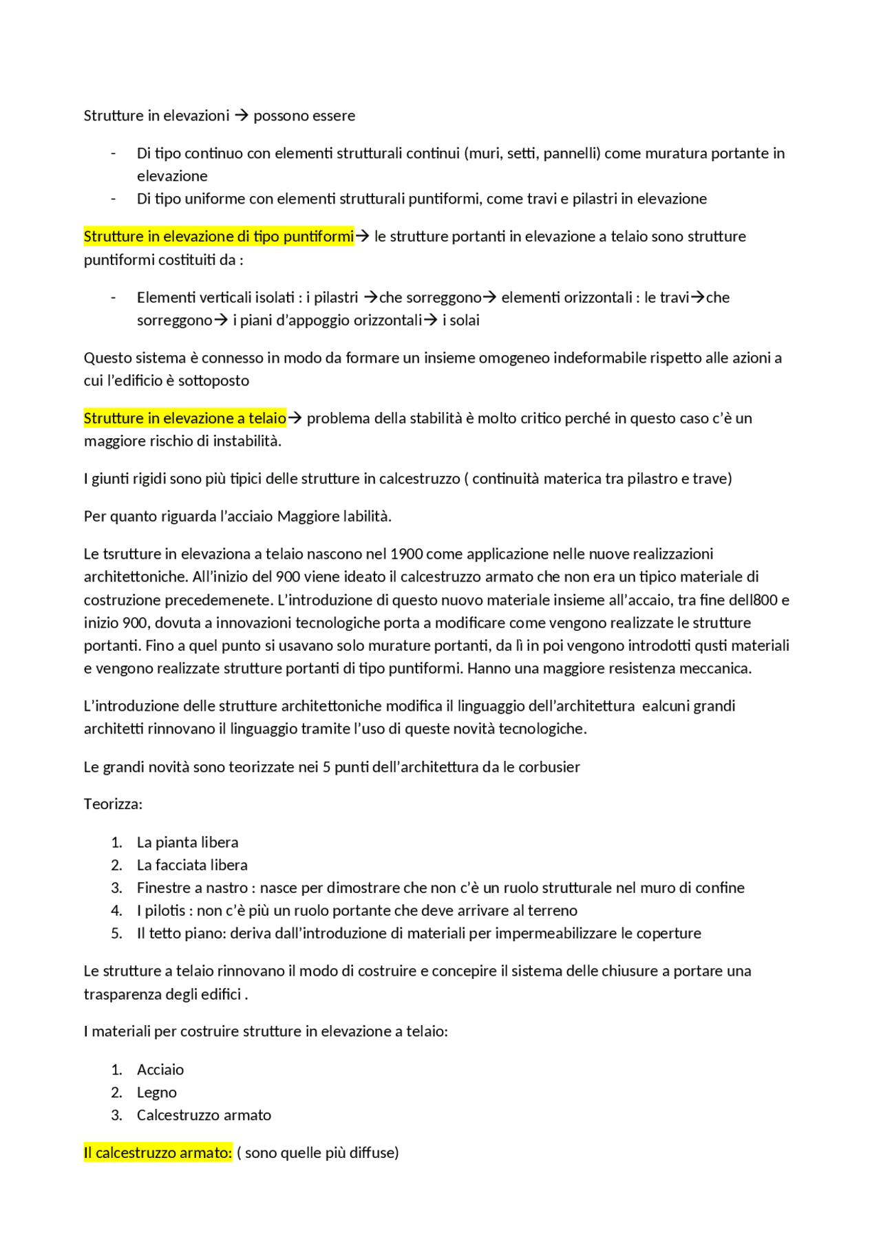 Strutture In Elevazione Docsity