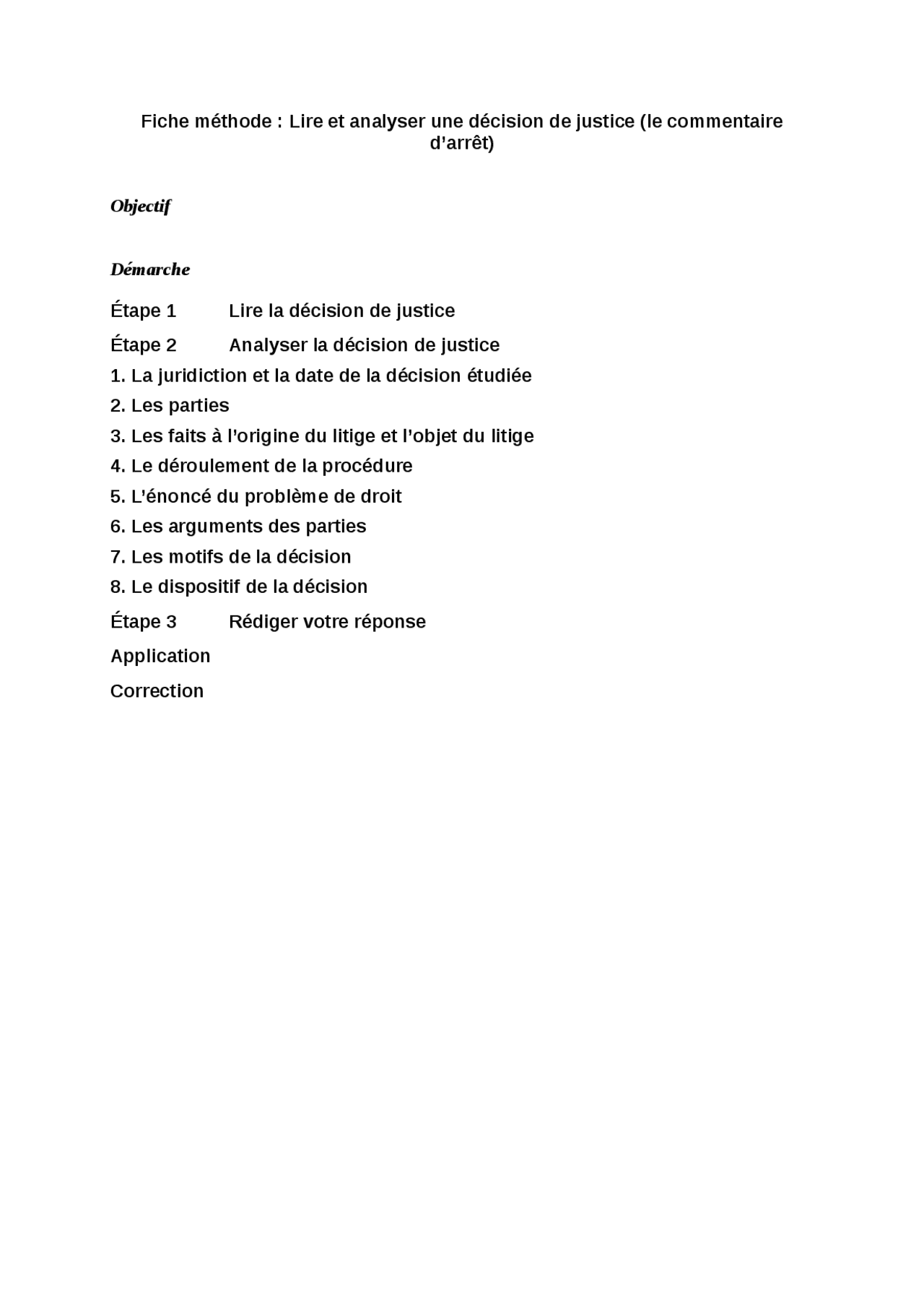 Fiche méthode: Lire et analyser une décision de justice - Docsity