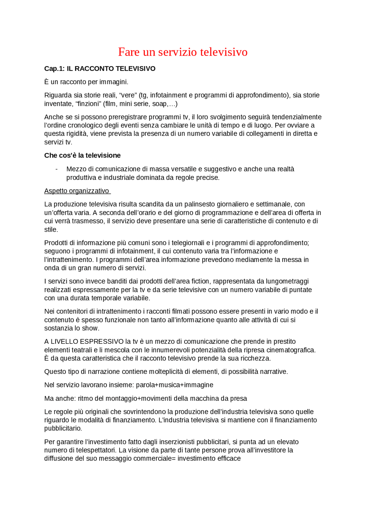 Fra Televisione E Web Docsity