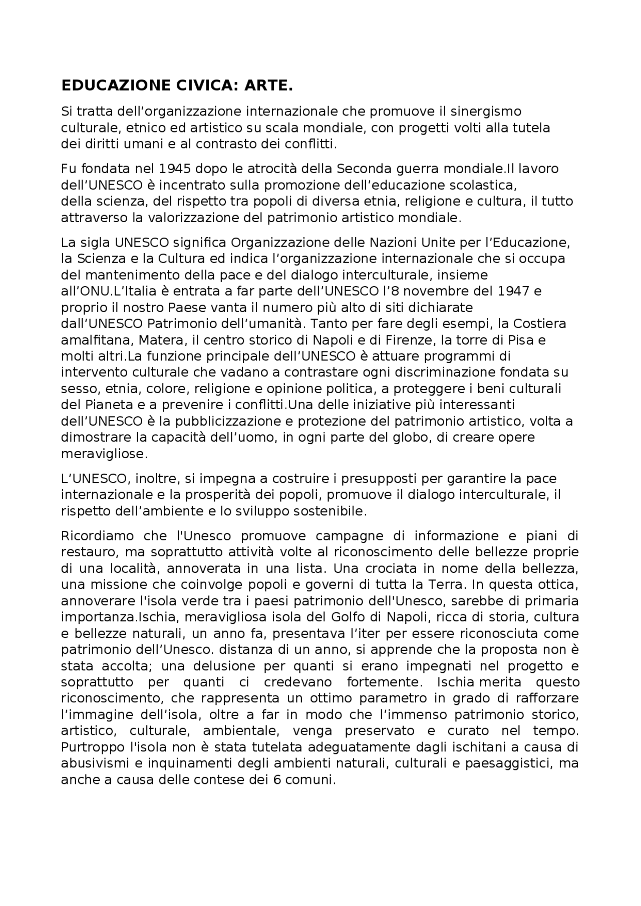 La storia dell'Unesco - Docsity