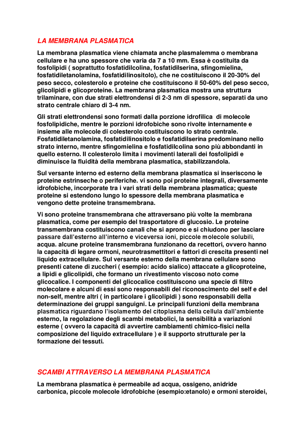 La Membrana Plasmatica Docsity