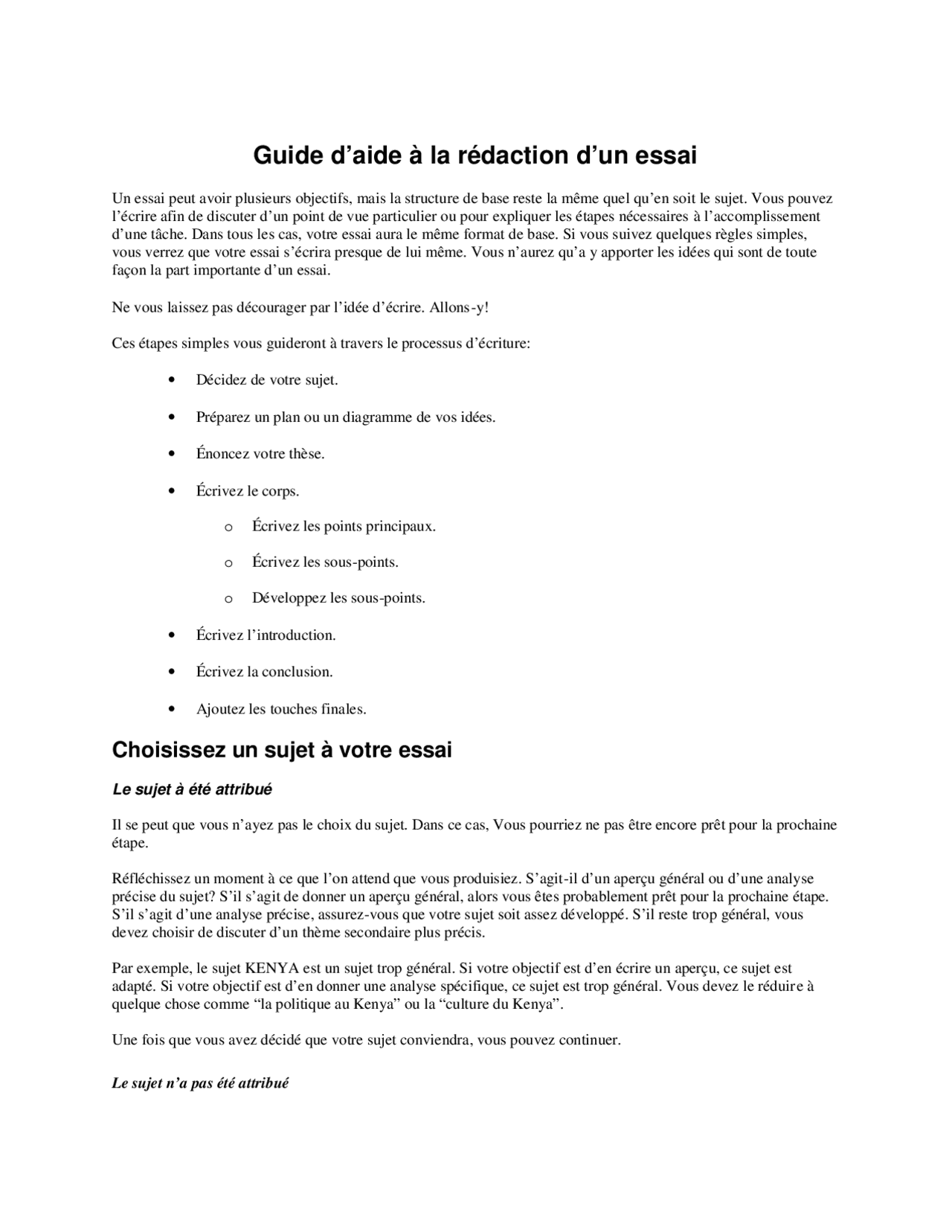 Guide d’aide à la rédaction d’un essai - Docsity