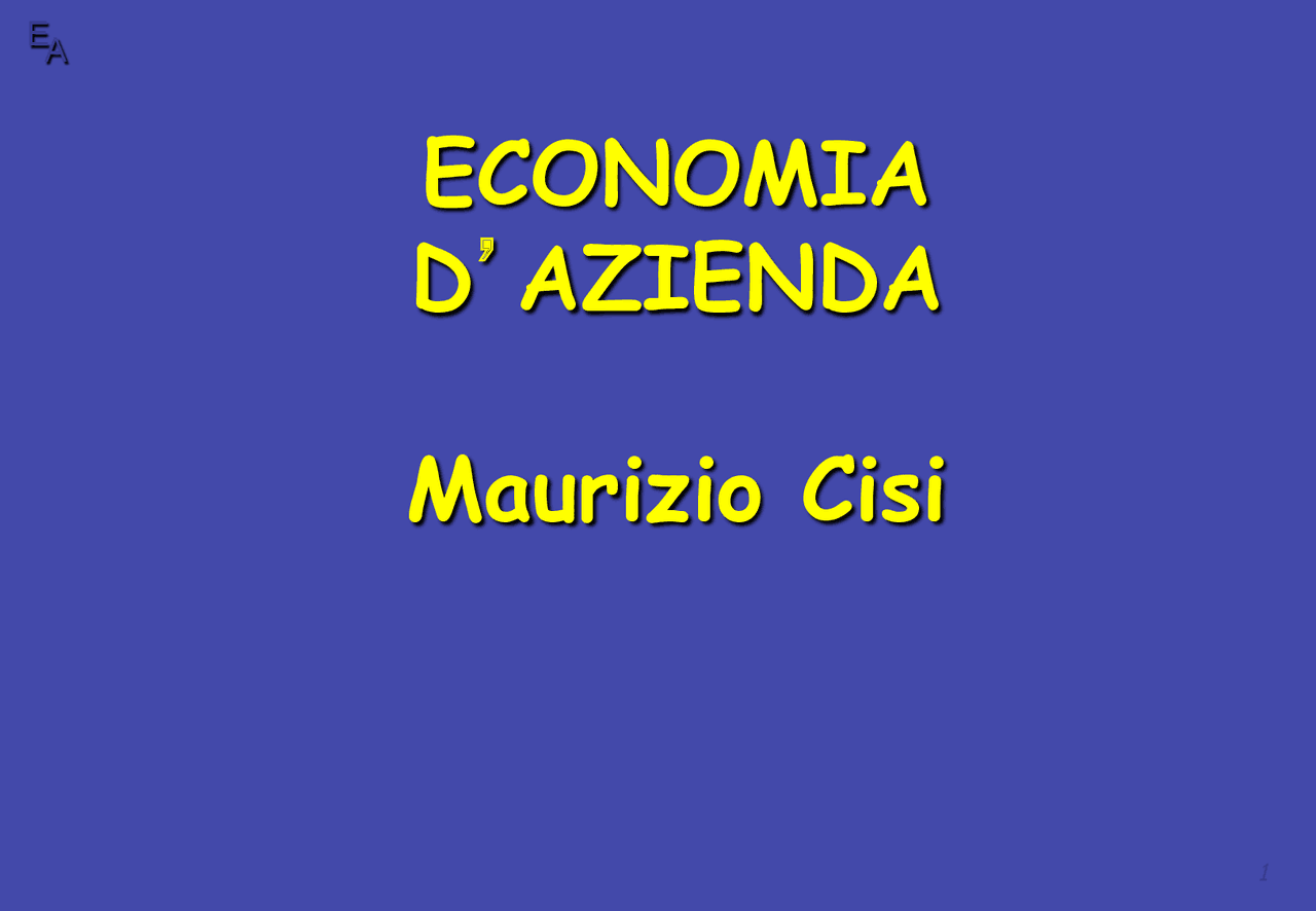 Slide Economia Aziendale Parte 1 Docsity
