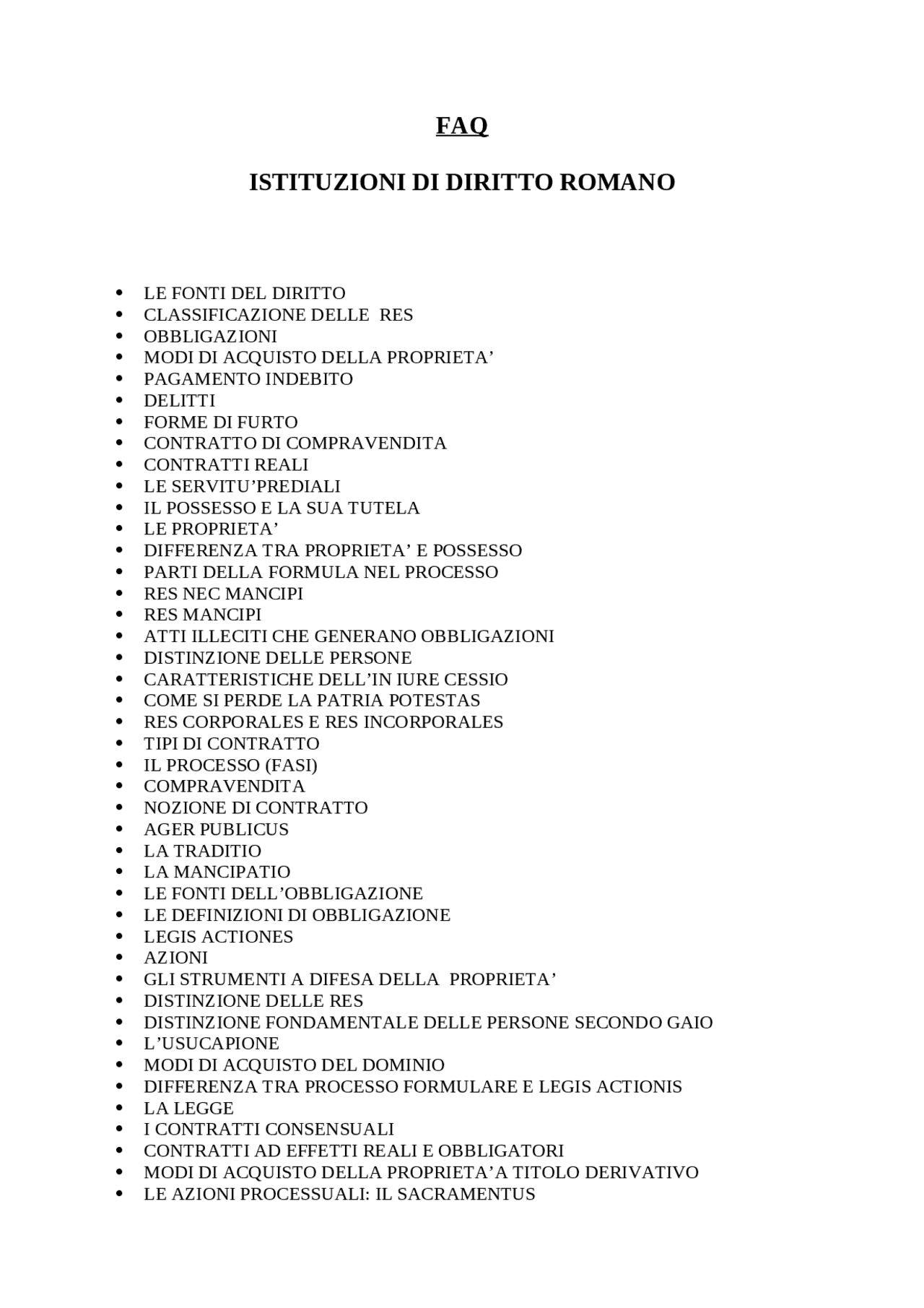 Domande Frequenti Esame Istituzioni Di Diritto Romano Docsity