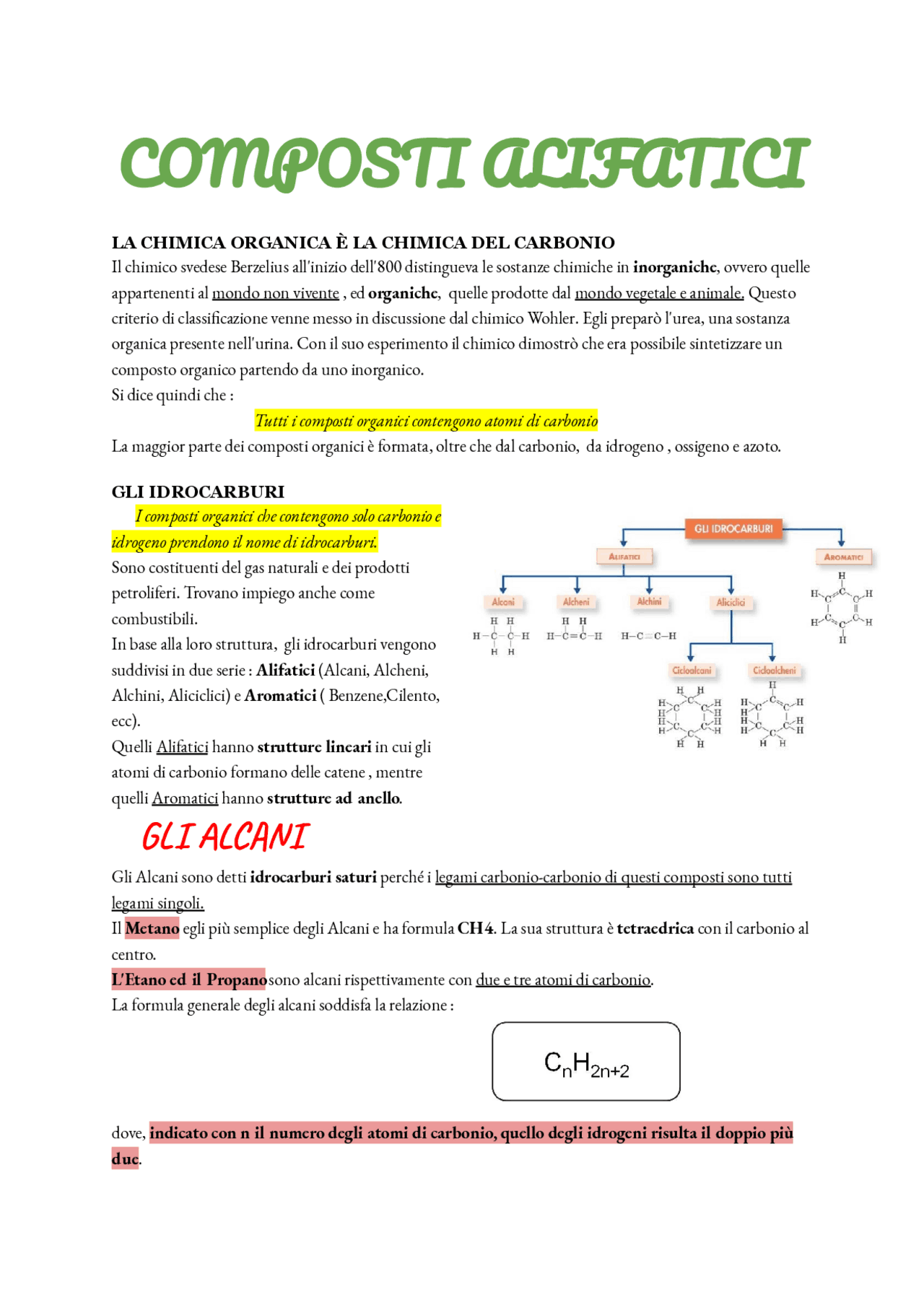 Composti Alifatici e Composti Aromatici | Notas de estudo de Chimica ...
