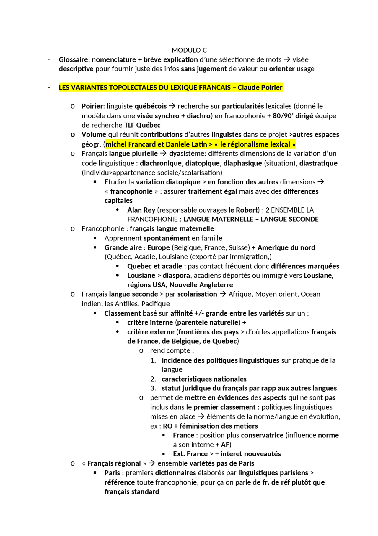 Modulo C Corso Linguistica Francese 20202021 Docsity