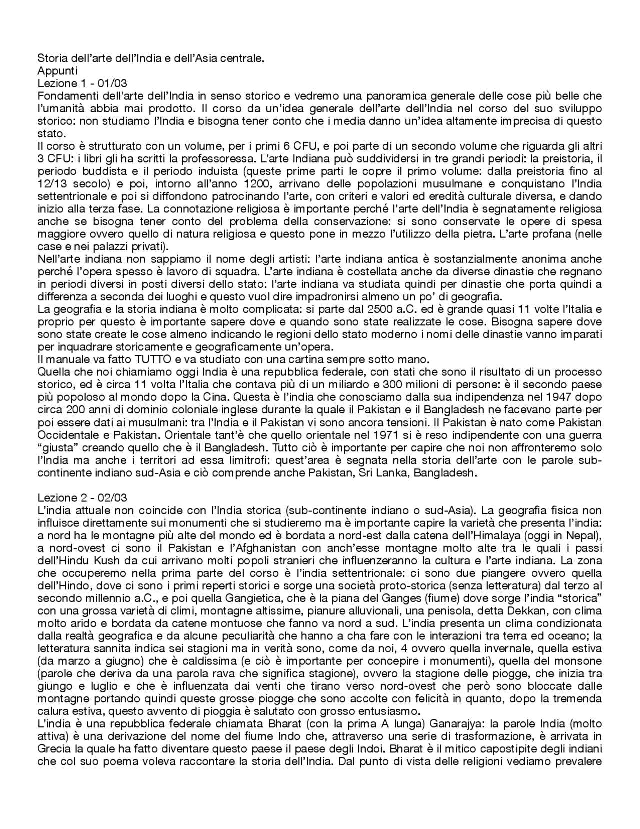 Appunti Storia Dellarte Dellindia 2020 2021 Docsity
