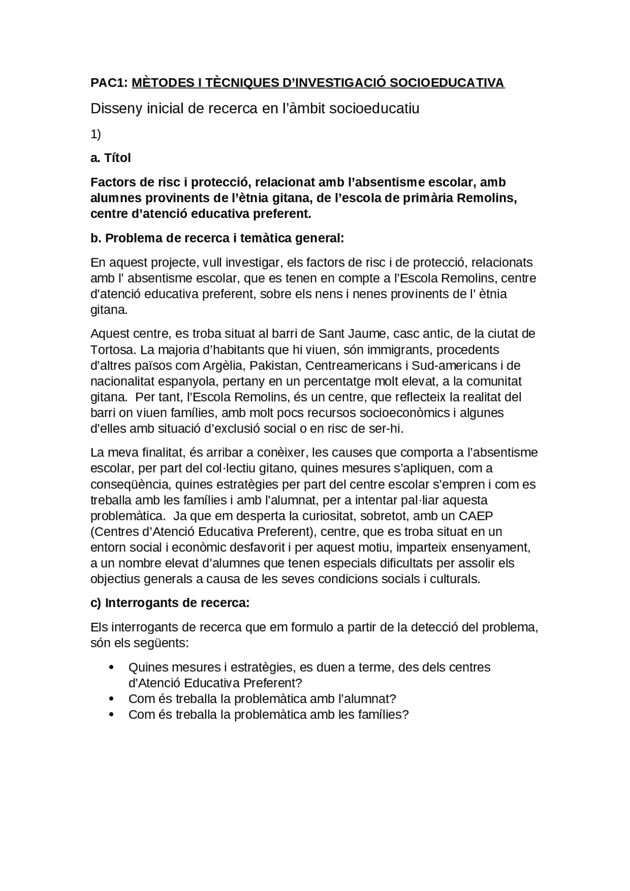 Pac 1 MÈtodes I TÈcniques DinvestigaciÓ Socioeducativa Docsity