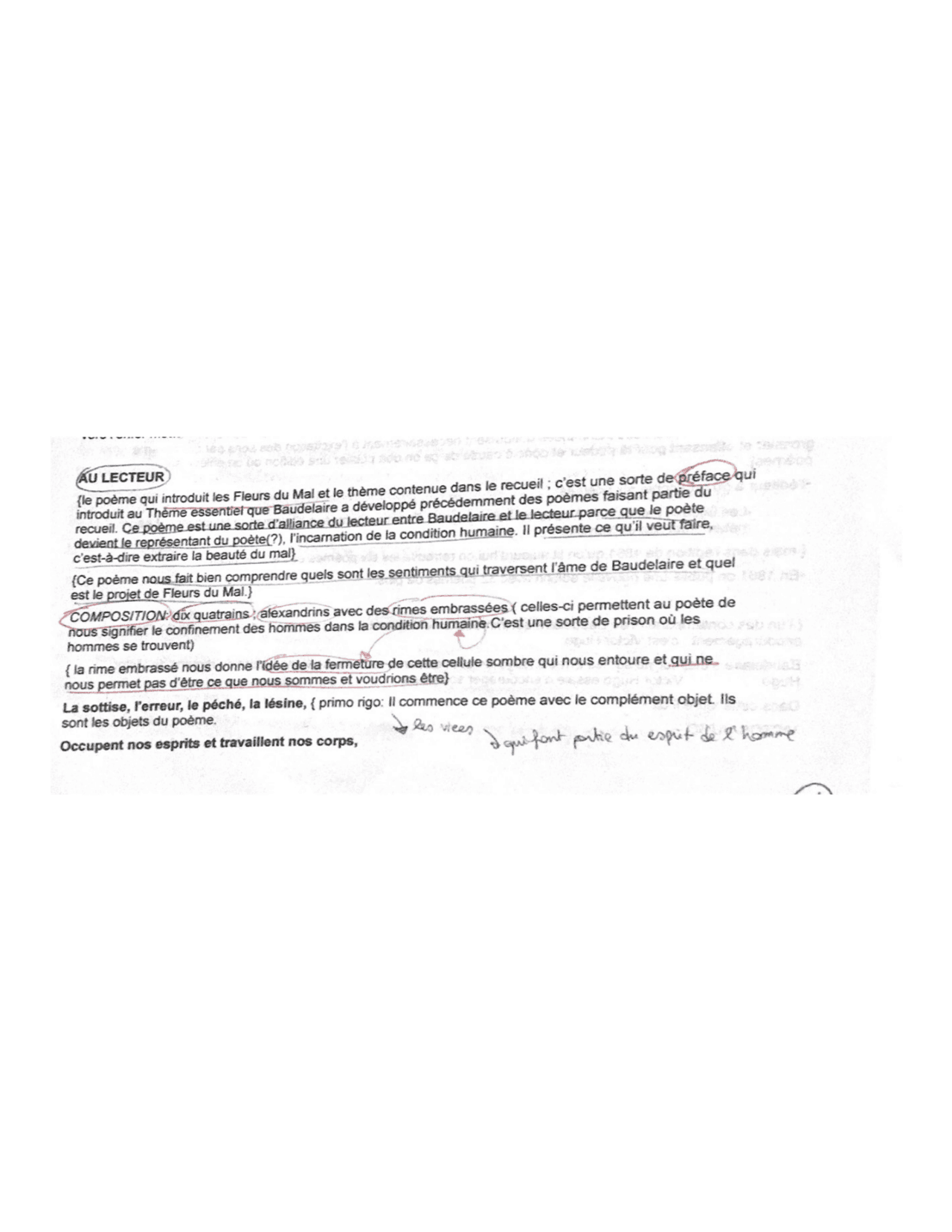Au Lecteur Baudelaire Docsity